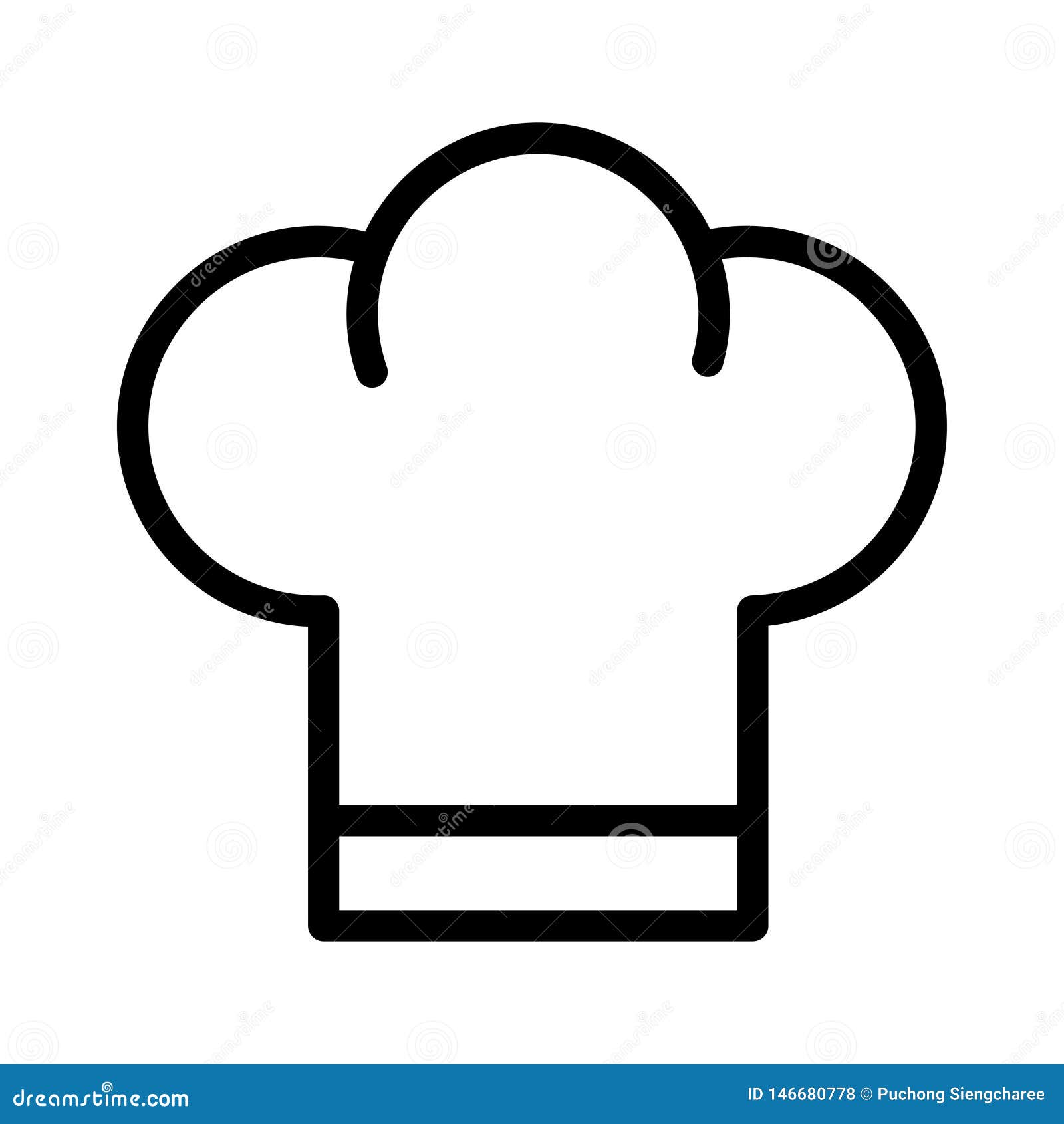 Chef in a Cooking Hat Vector Outline Logo. Kitchen Simple Black Icon ...
