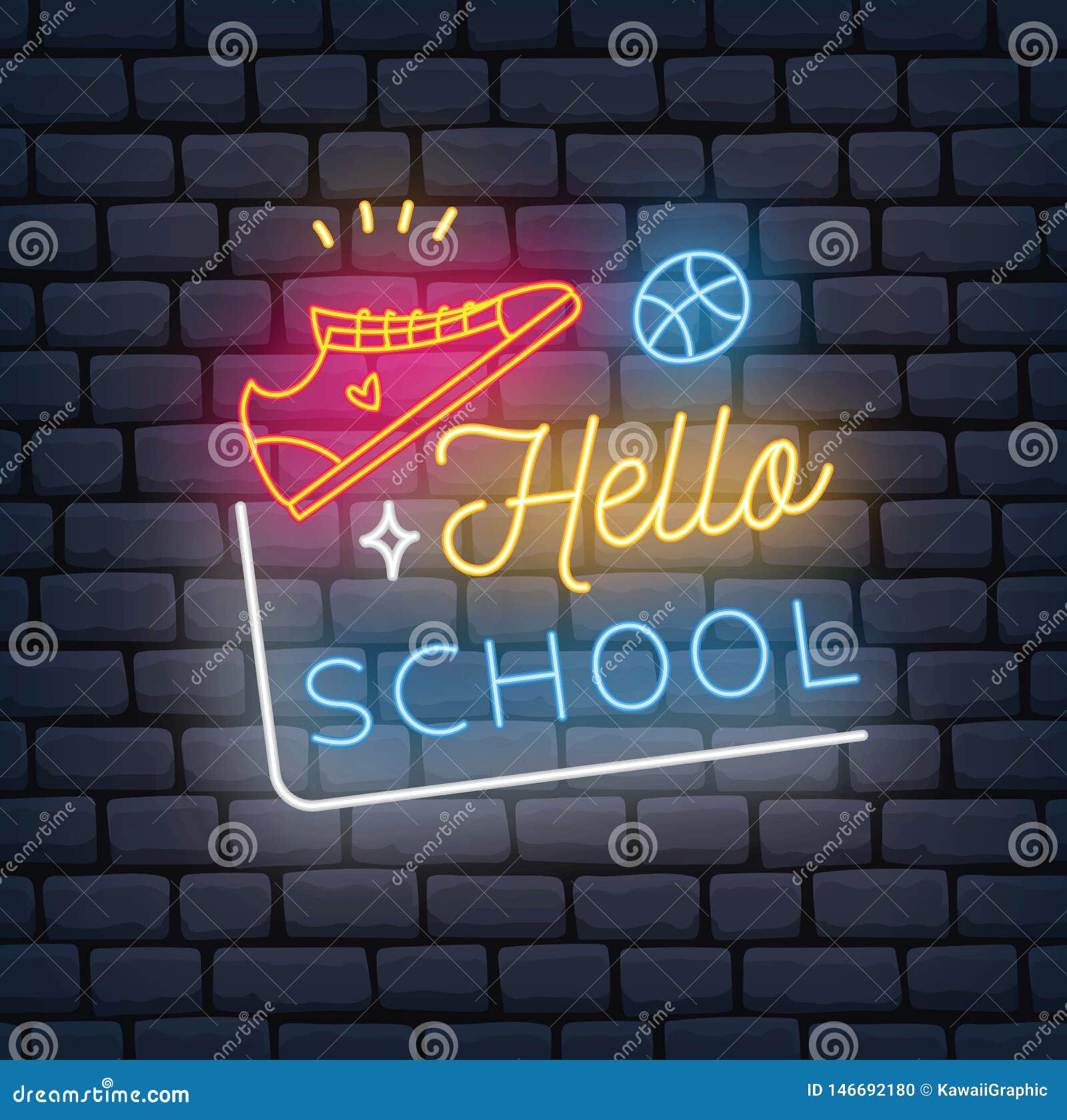 Back To School Themed Neon Sign Stock Illustration - Illustration of ...