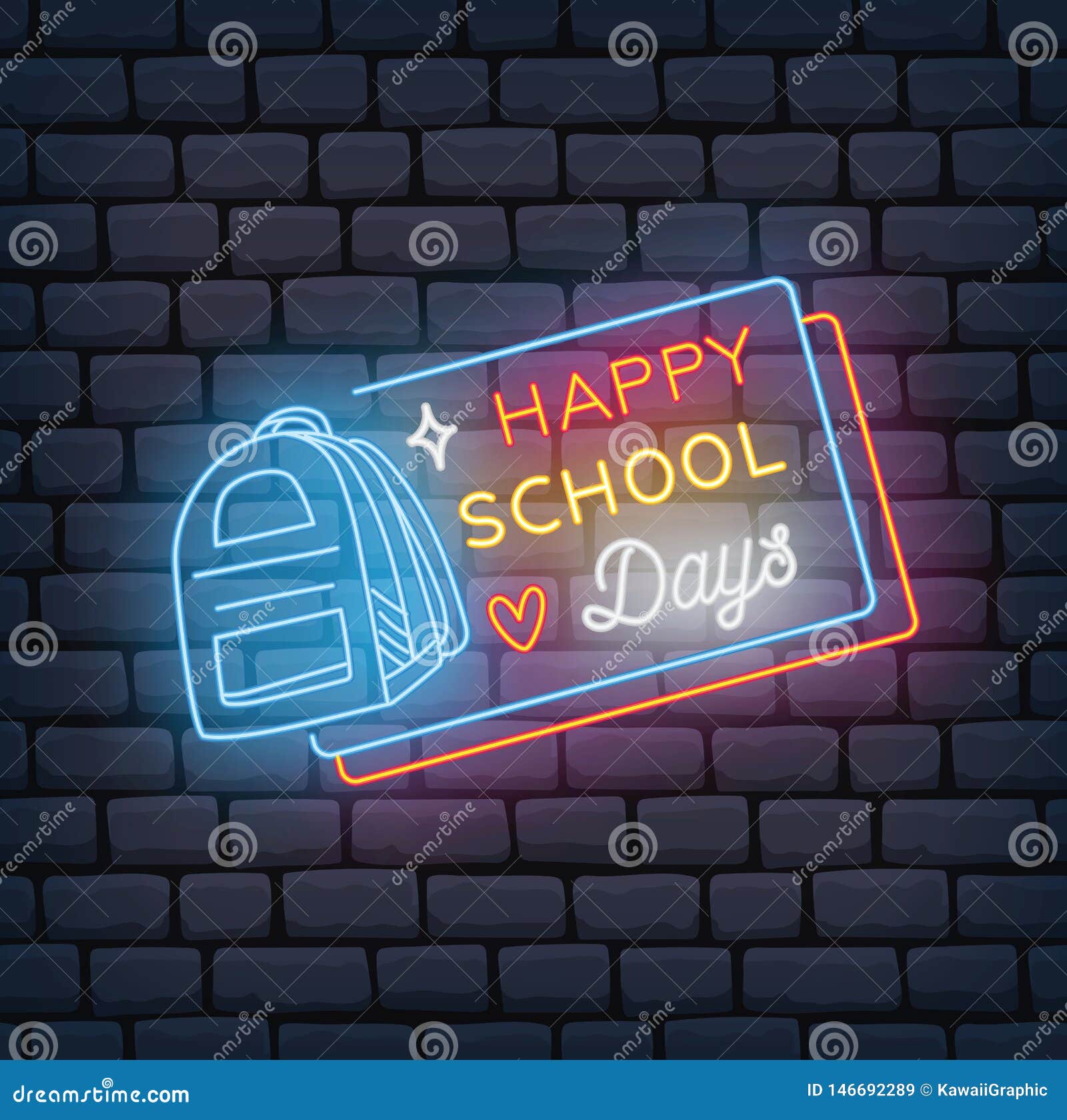 Back To School Themed Neon Sign Stock Illustration - Illustration of ...