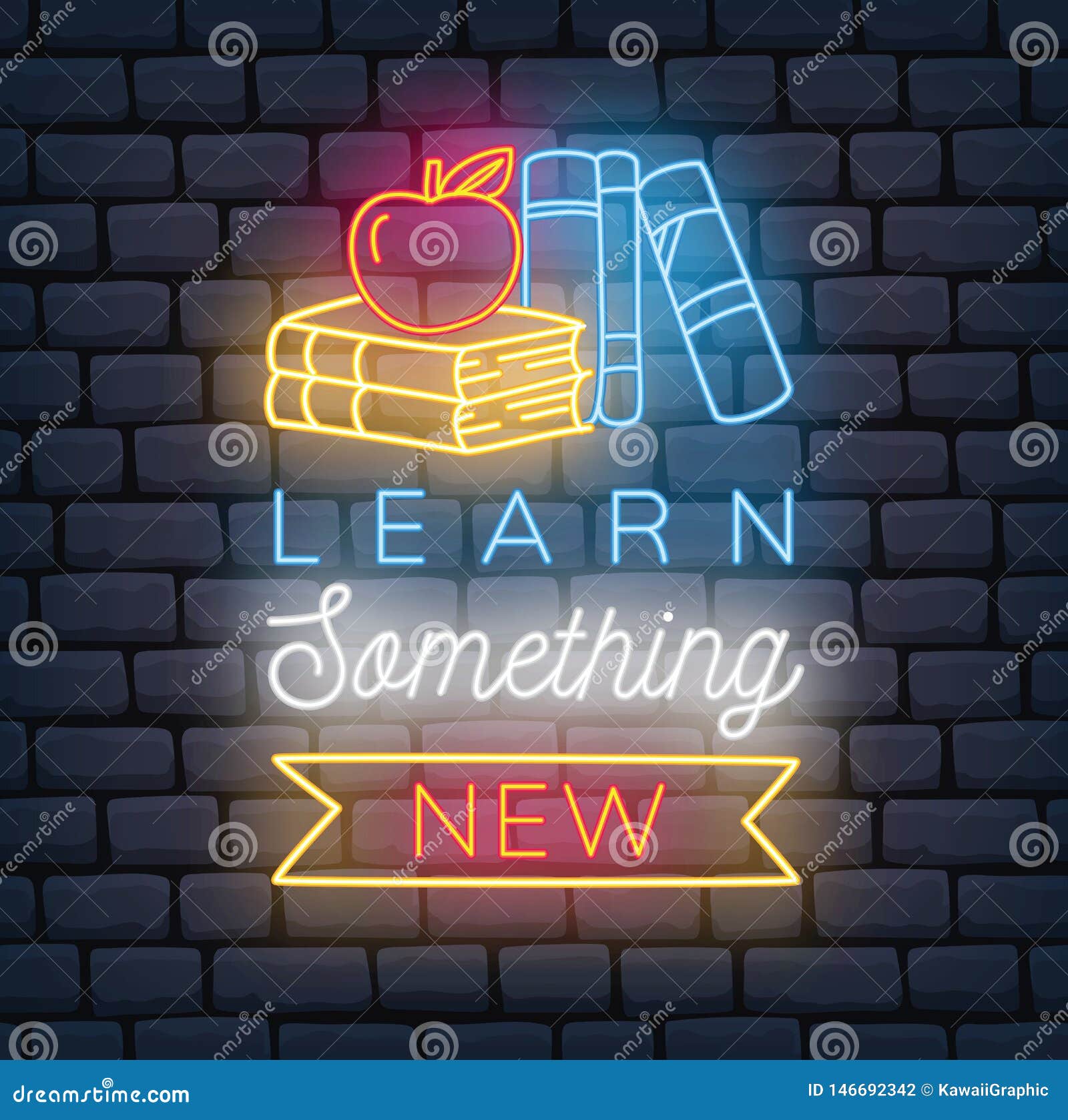 Back To School Themed Neon Sign Stock Illustration - Illustration of ...