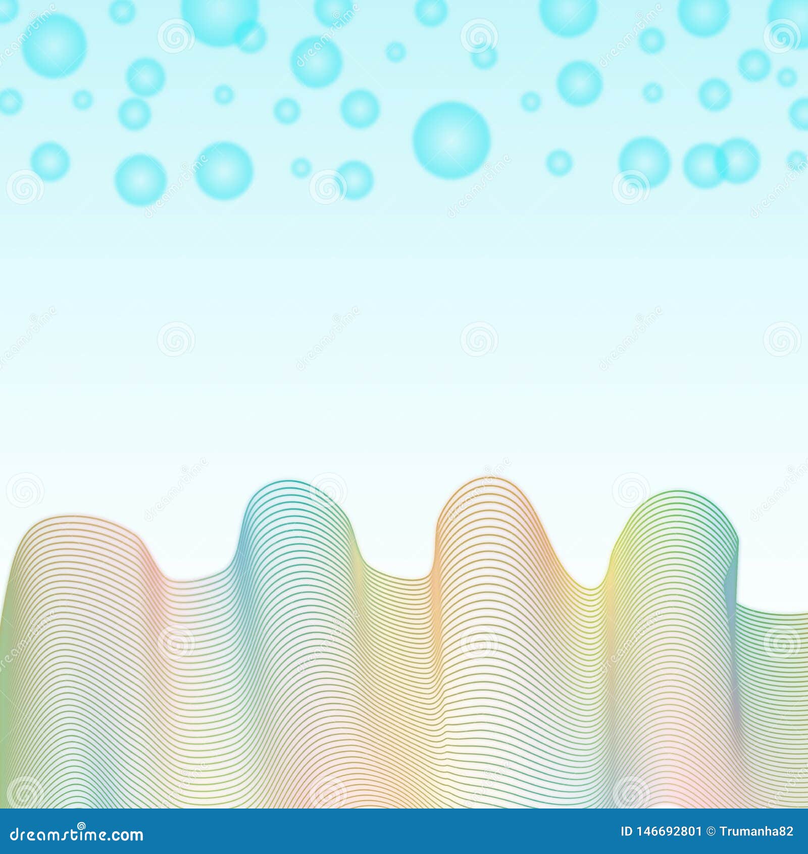 Abstract Colorful Wavy Lines and Bubbles Texture in Light Blue ...