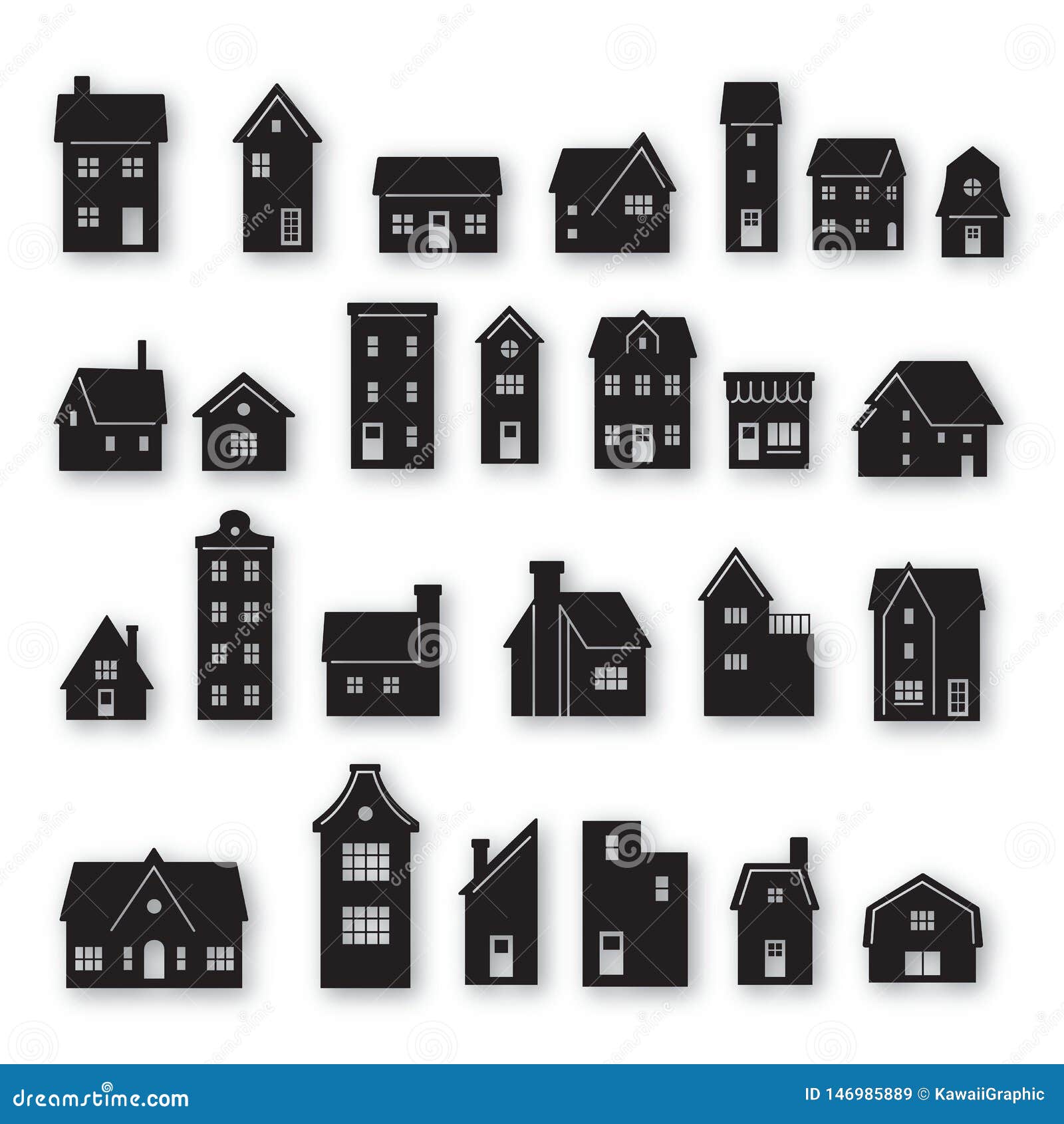 Set of Building Design Elements Stock Illustration - Illustration of ...
