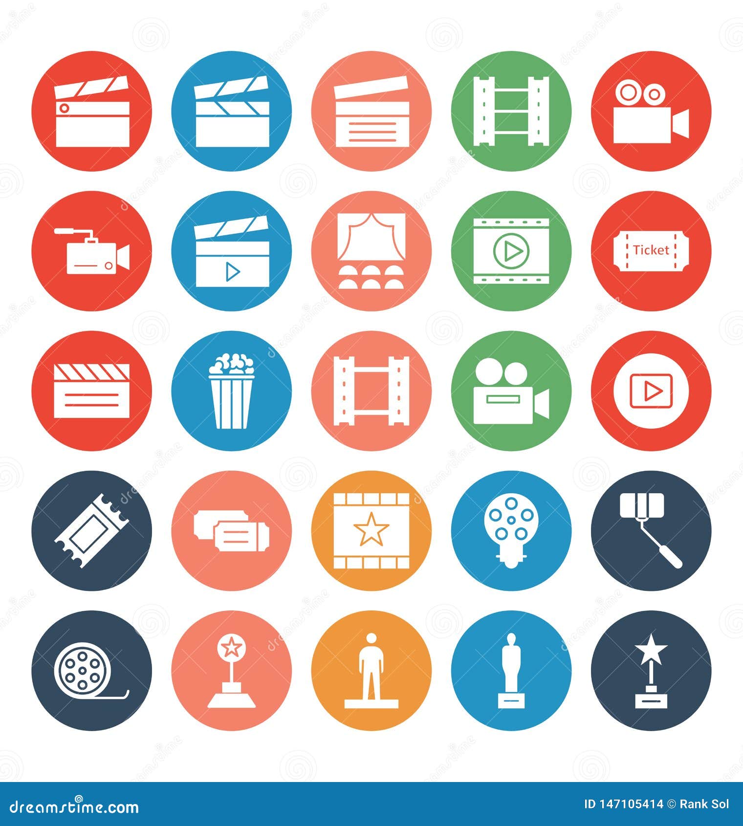 Basic RGB Cinema Vector Icons Set that Can Be Easily Modified or Edit ...