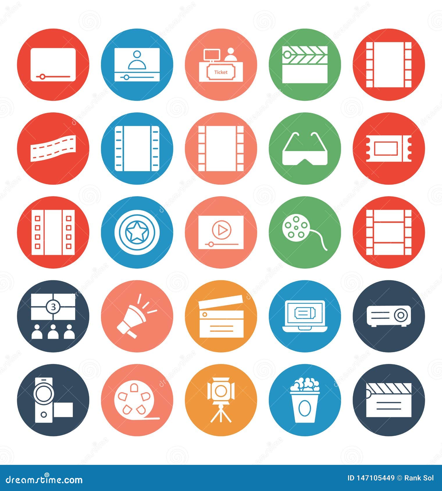 Cinema Vector Icons Set that Can Be Easily Modified or Edit Stock ...