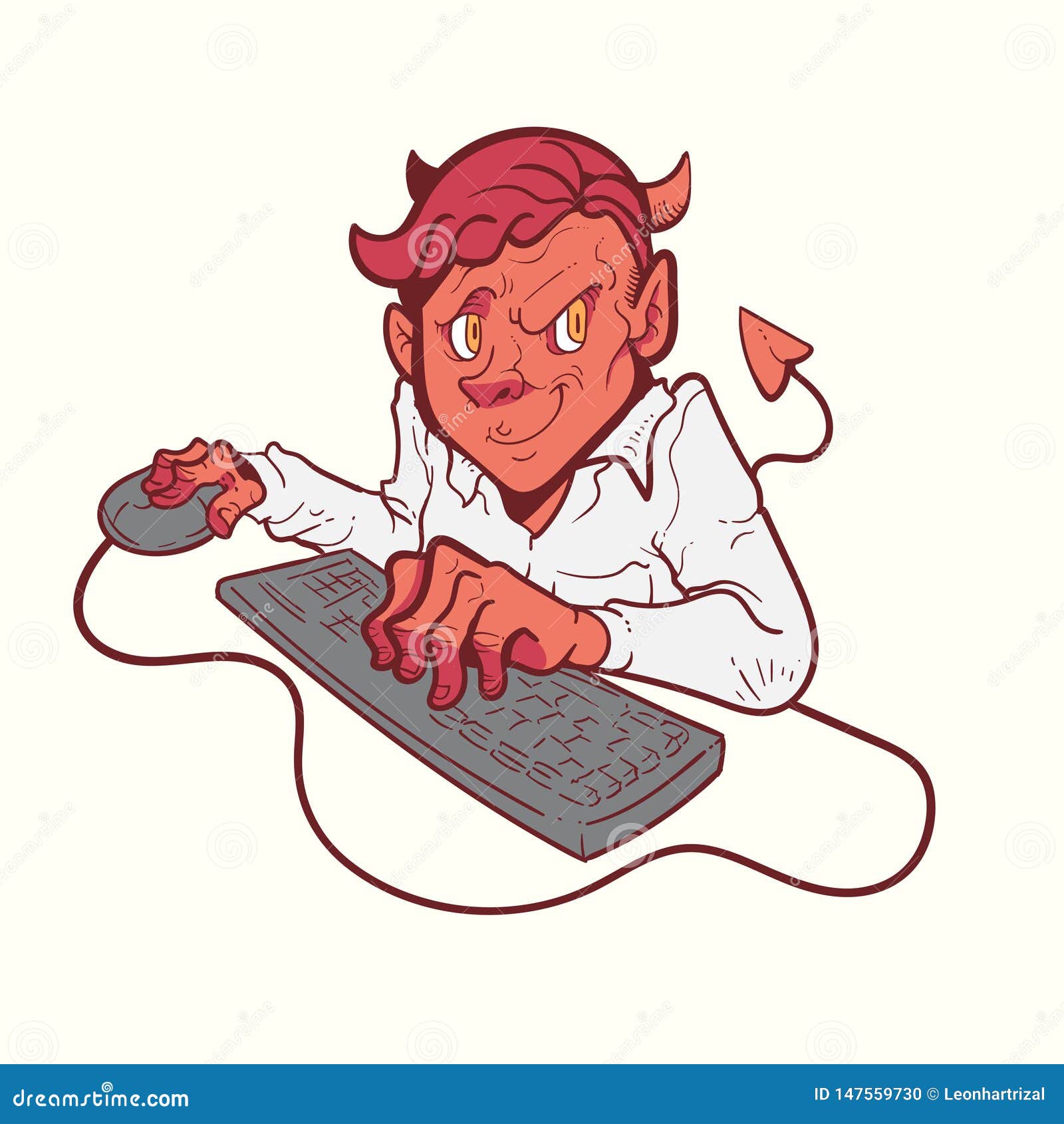 Devil using computer stock vector. Illustration of evil - 147559730