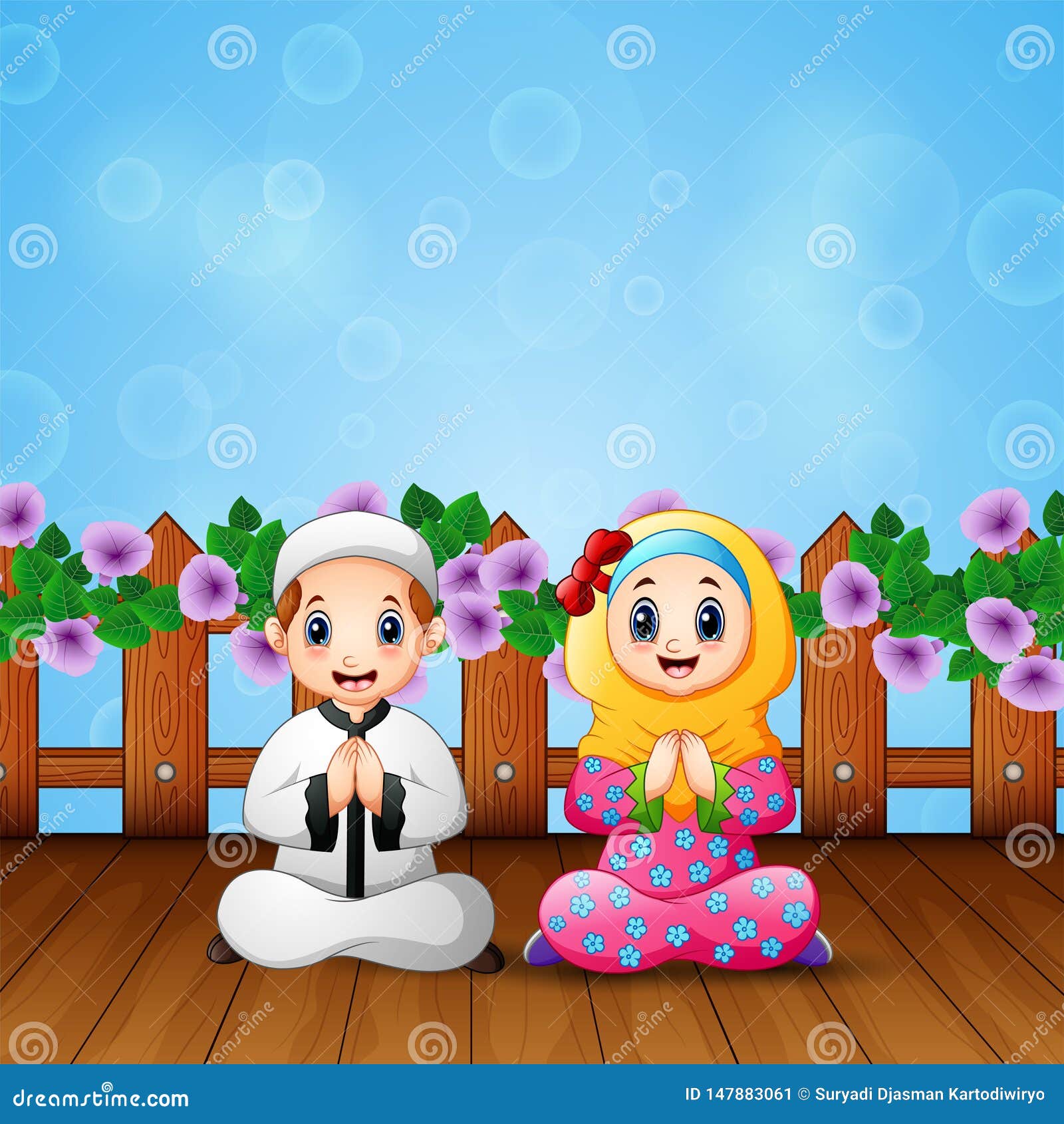 Children Wishing and Sitting on the Floor Stock Vector - Illustration ...