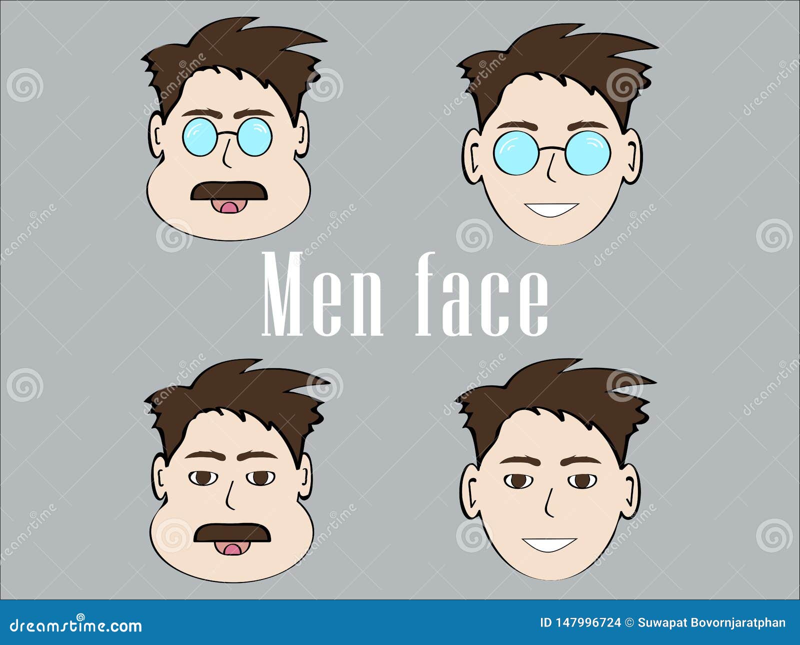 Men face character design stock illustration. Illustration of human ...