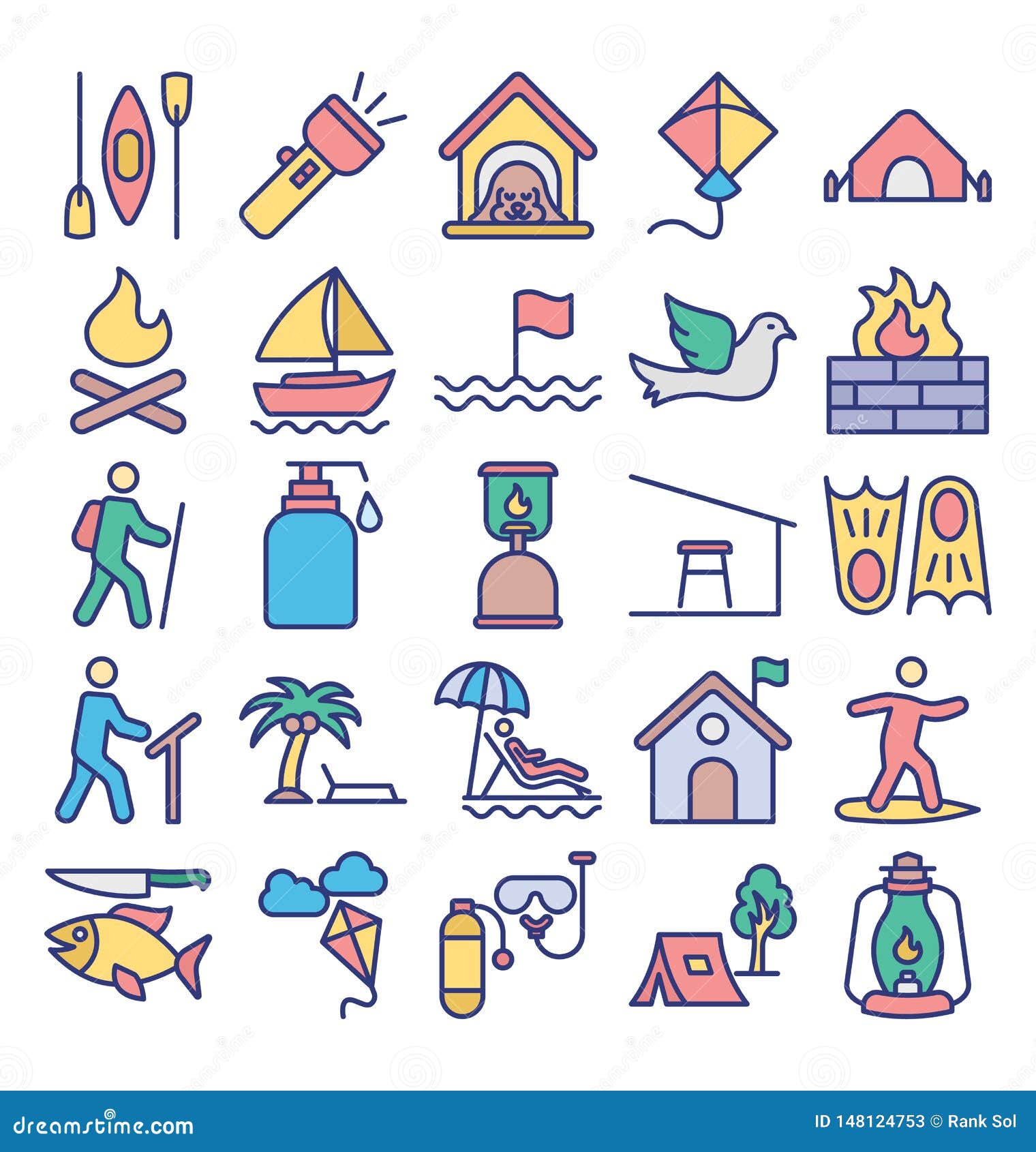 Outing and Journey Isolated Vector Icons Set that Can Easily Modify or ...
