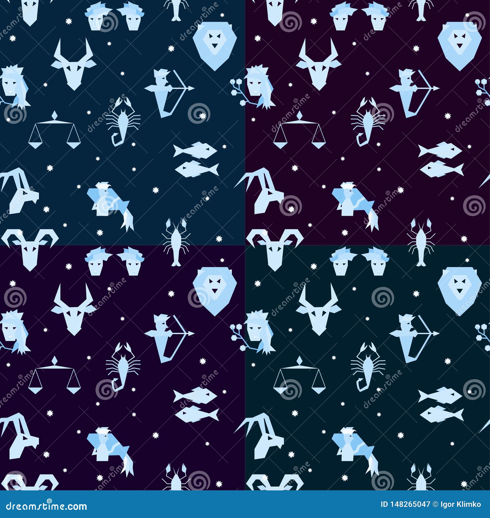 Vector Seamless Pattern of Zodiac Stock Vector - Illustration of ...