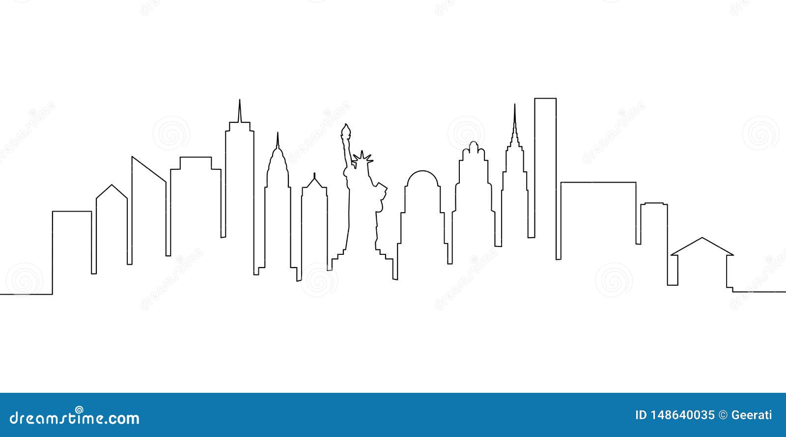 New York City Skyline Single Line, Vector Illustration Stock Vector ...