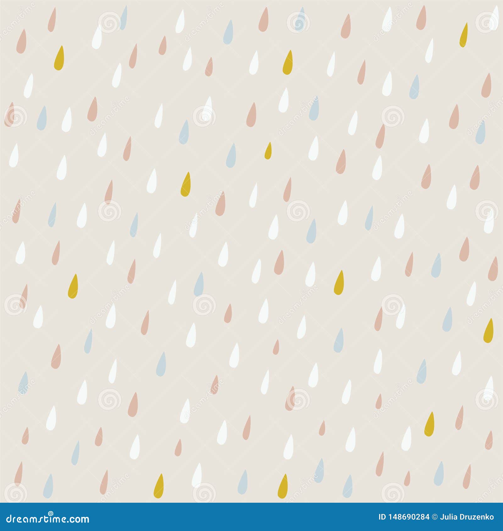 Vector Colorful Rain Drops on Yellow Seamless Pattern Stock Vector ...