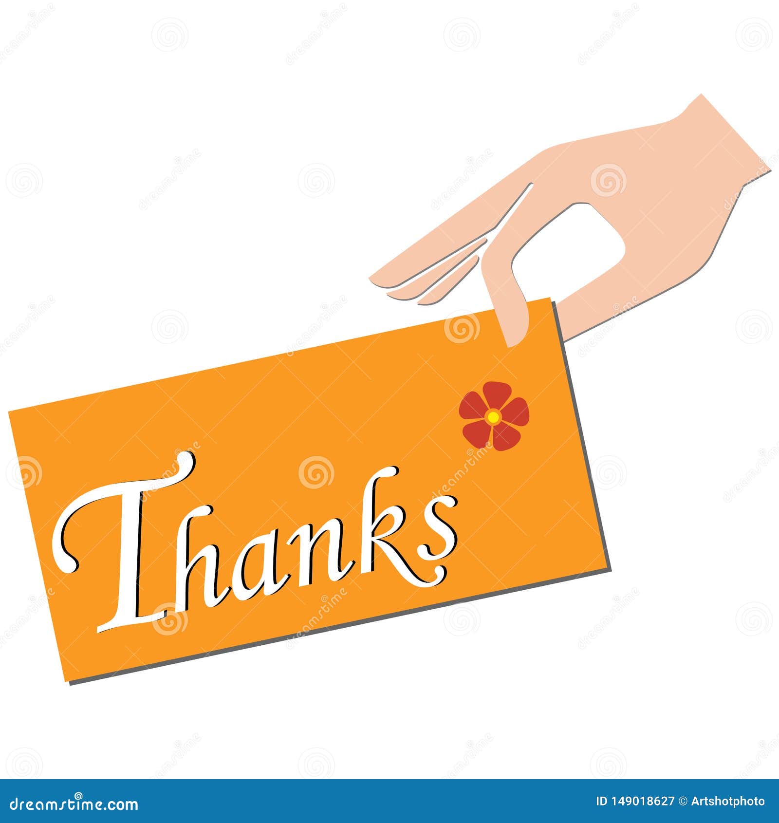 Hand Holding a Note on Which is Written â€œthanksâ€ Stock Vector ...