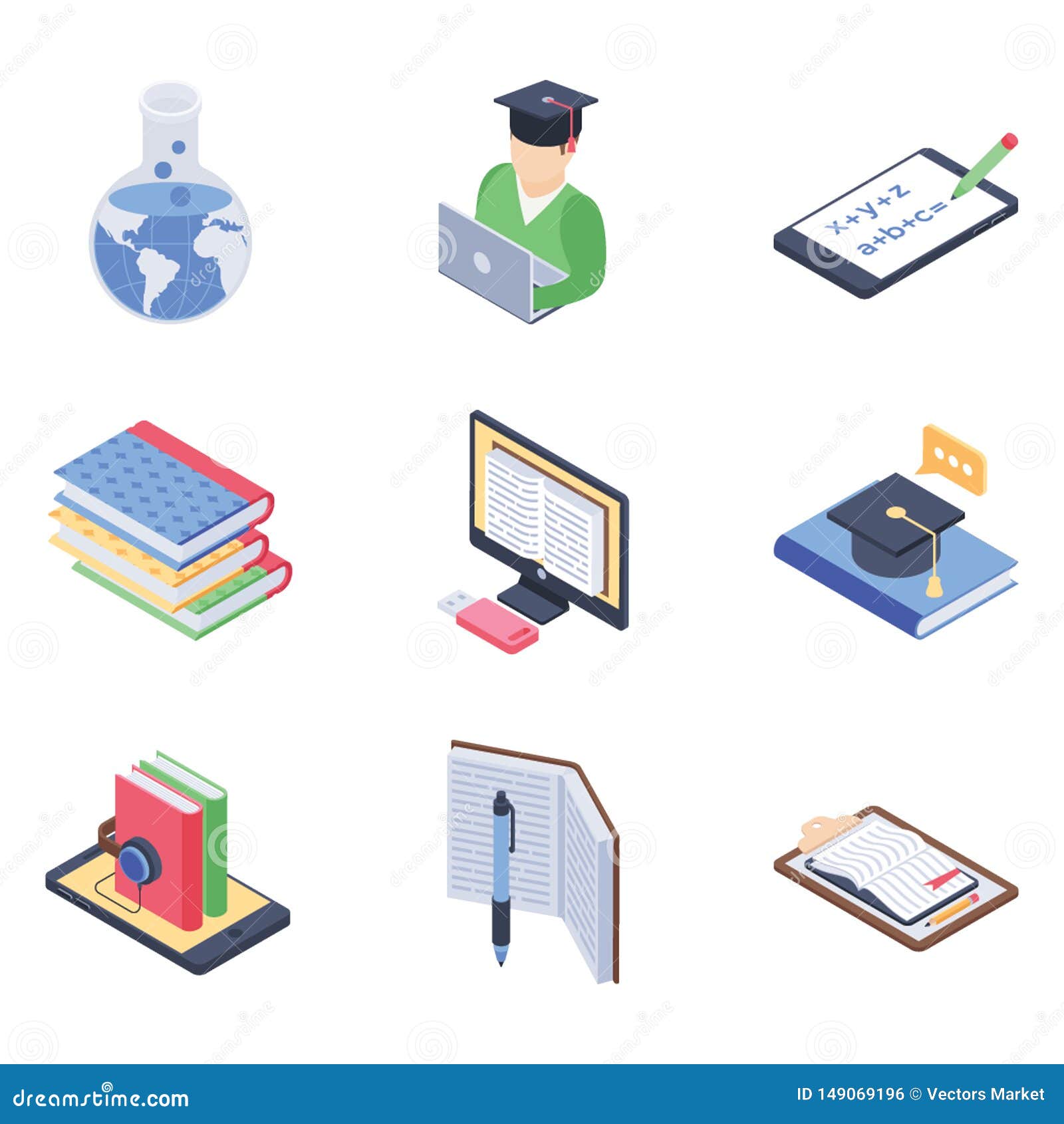 Online Learning Isometric Vectors Set Stock Vector - Illustration of ...