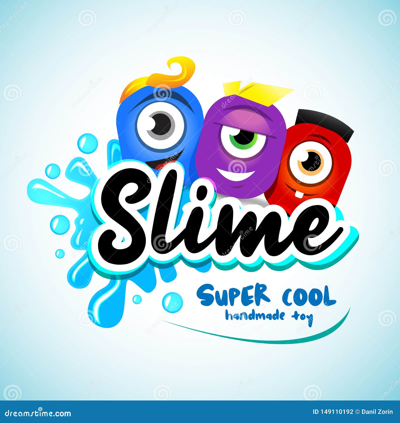 Cartton Slime Logo. Cartoon Monster Slime Characters with Letters with ...