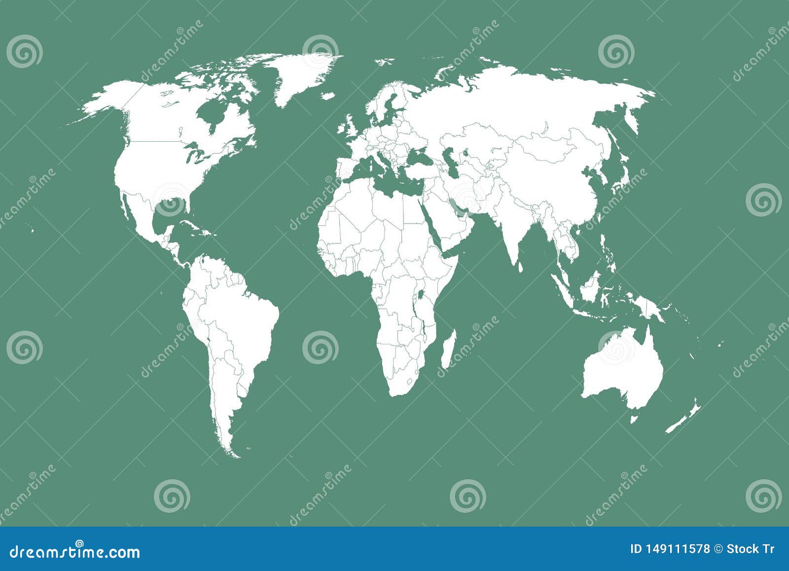 Green and white world map stock vector. Illustration of drawn - 149111578