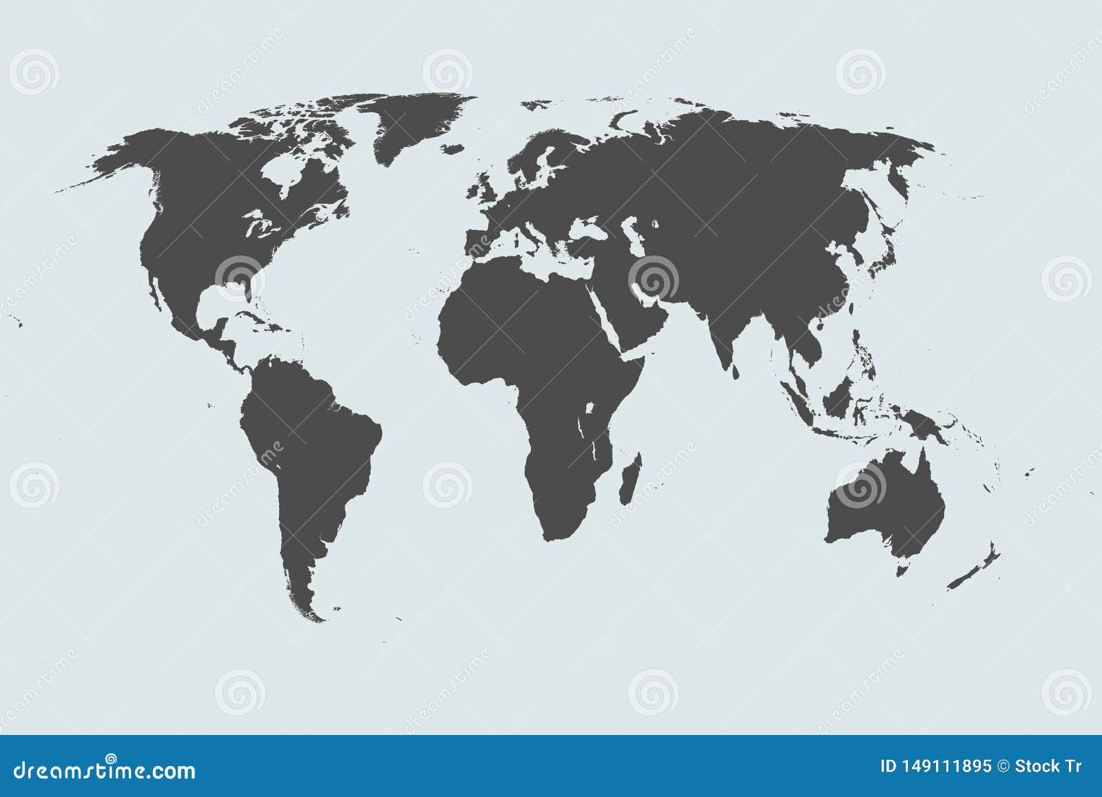 Grey world map stock vector. Illustration of grey, blank - 149111895
