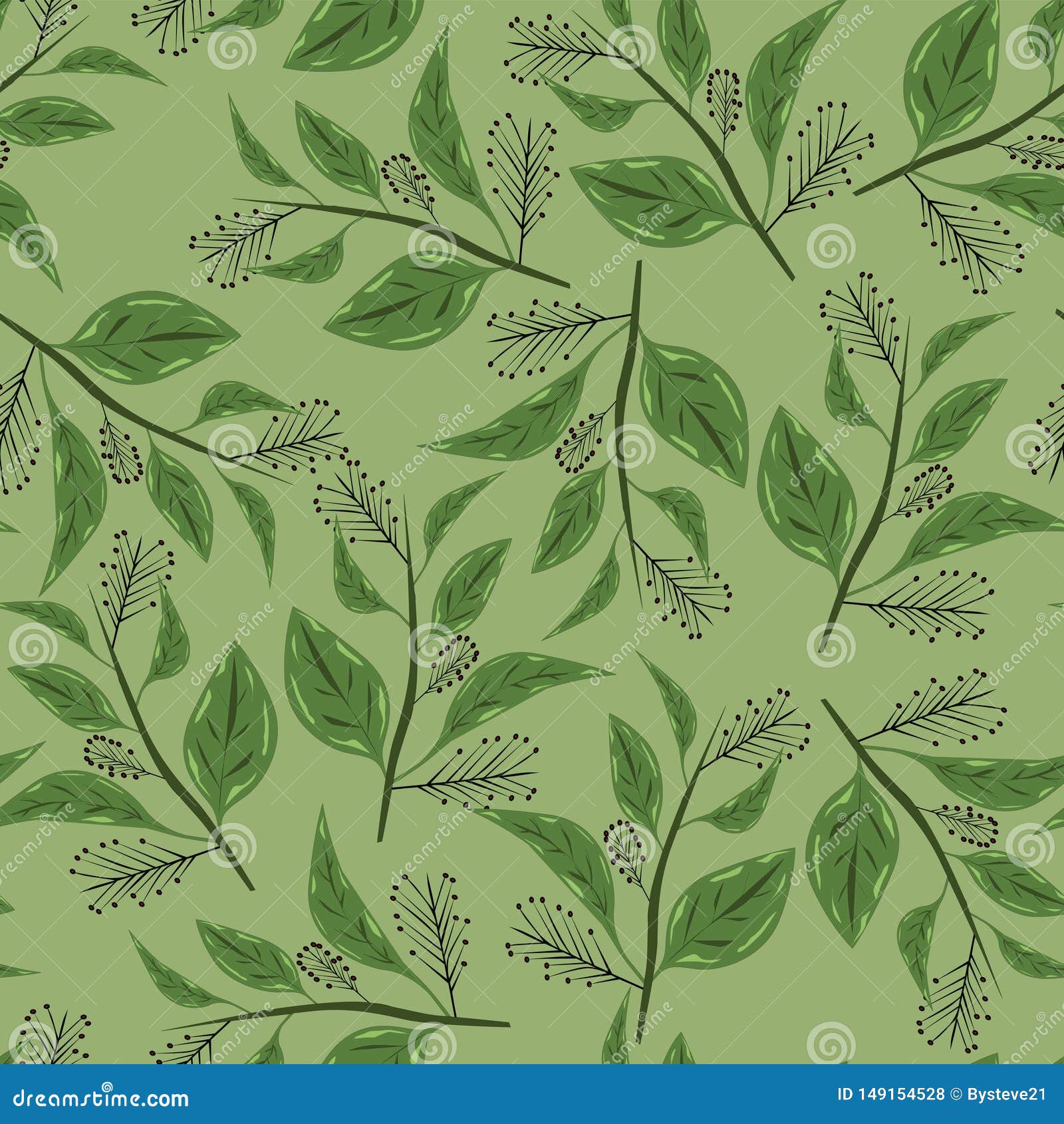 Seamless Flower Leaves Pattern Small Leaf Design Stock Vector ...