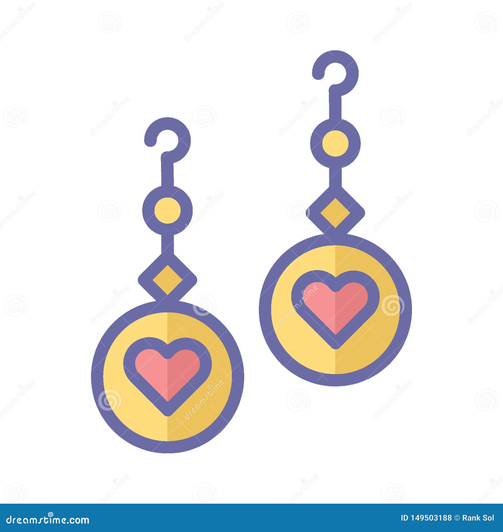 Heart Earrings, Ear Isolated Vector Icon Which Can Easily Modify or ...