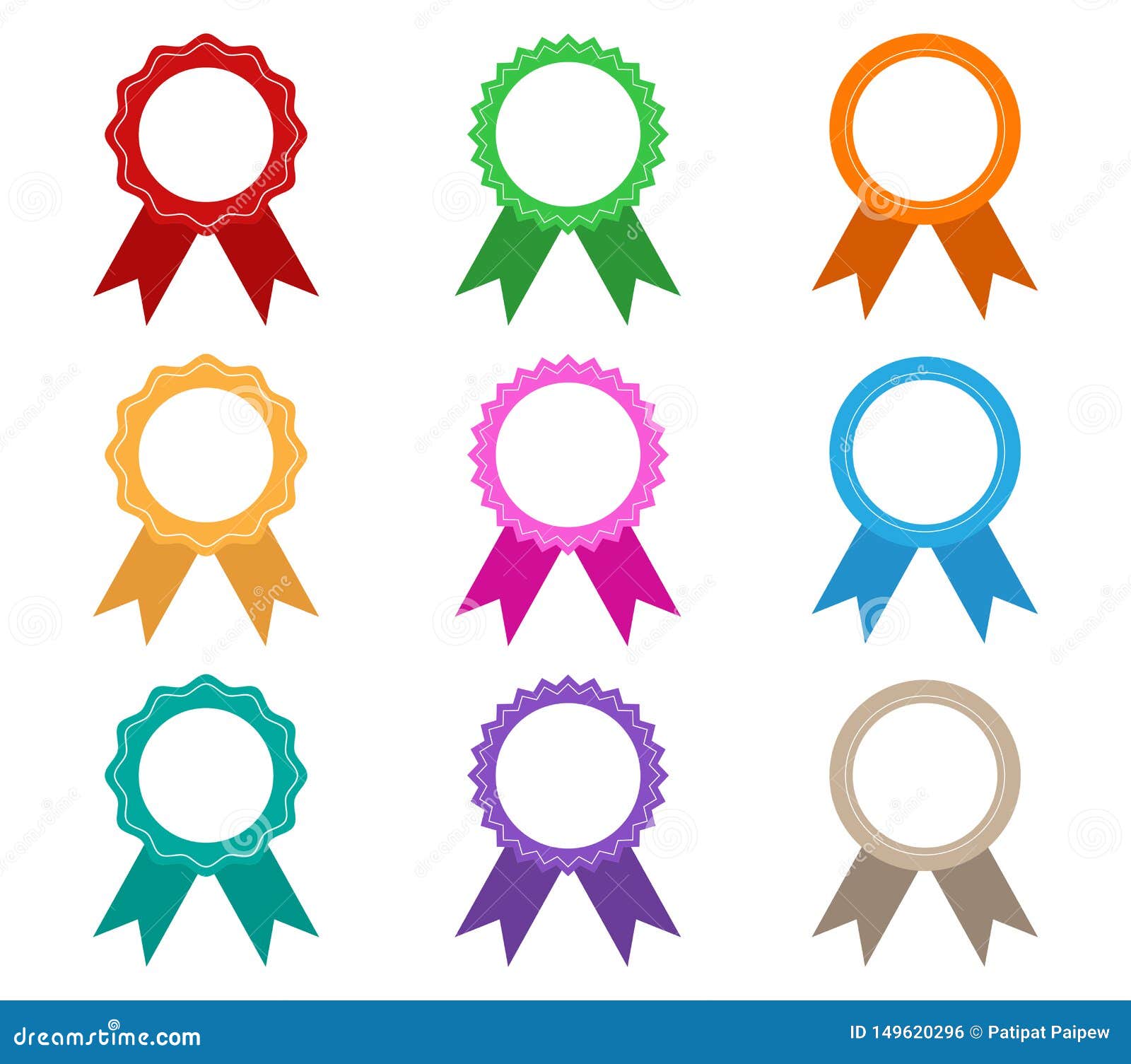 Collection of Colorful Award Ribbons Vector Set Isolated on White ...