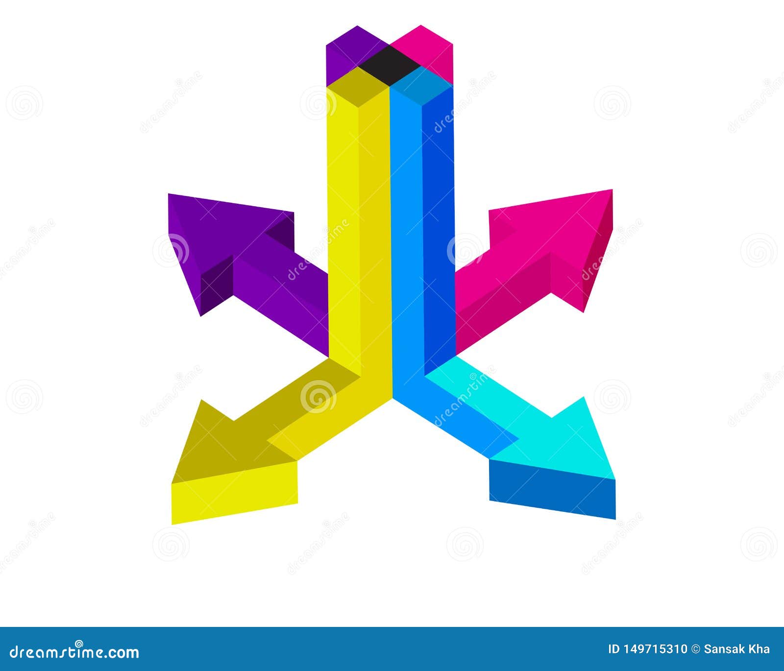 Multiple Download Arrow Icon in Flat Color Style. Stock Illustration ...