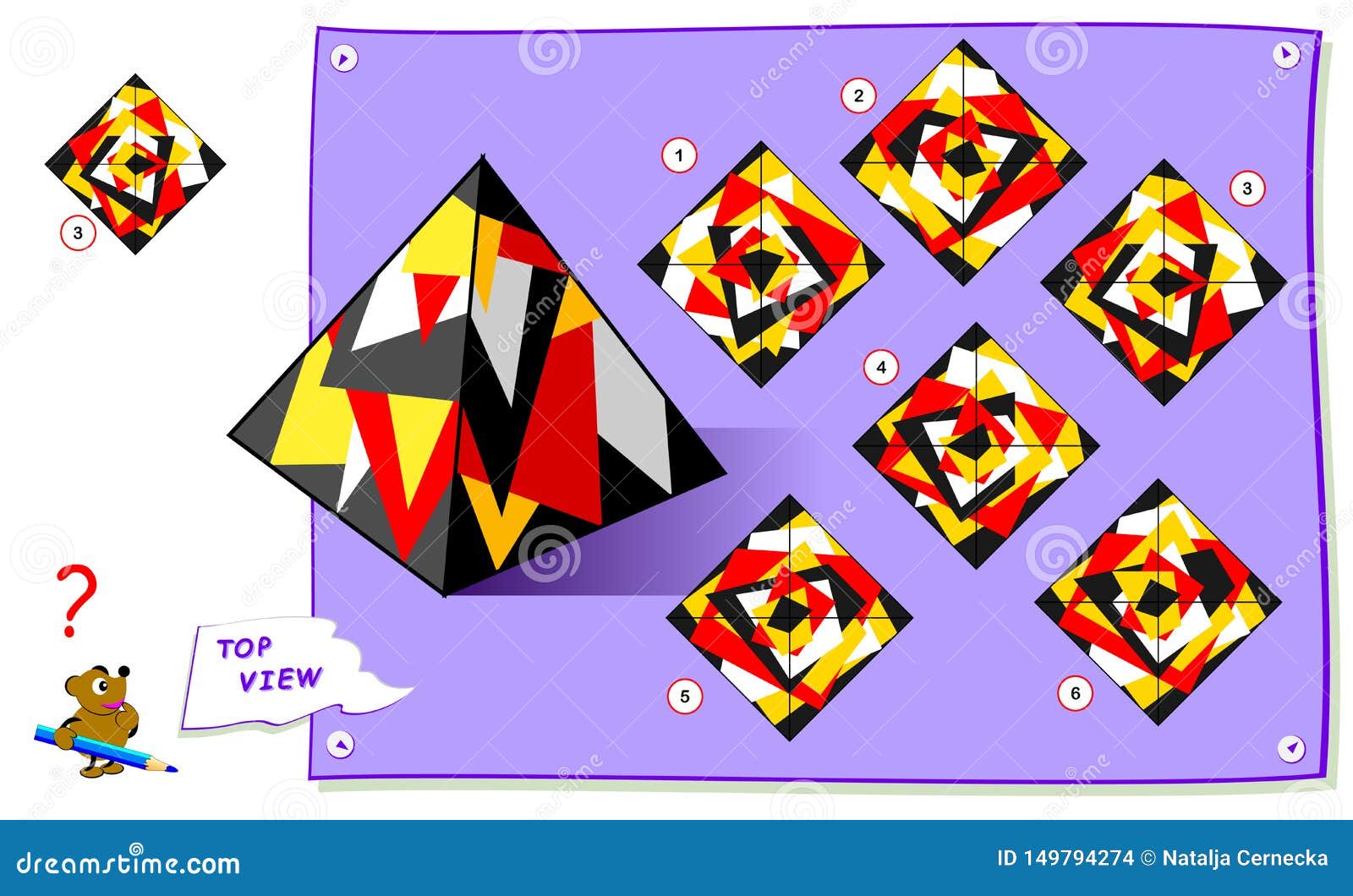 Logic Puzzle Game for Kids. Need To Find Correct Top View of Pyramid ...
