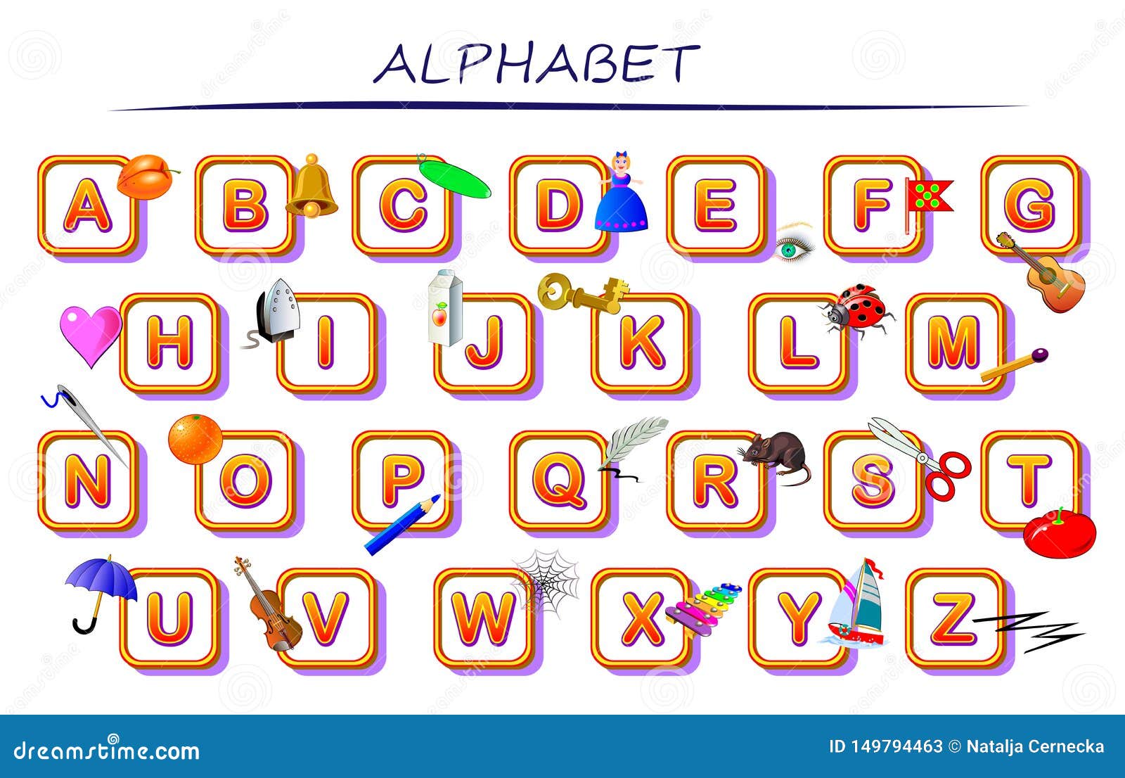 Alphabet Set for Kids. ABC Education in Preschool. English Letters ...