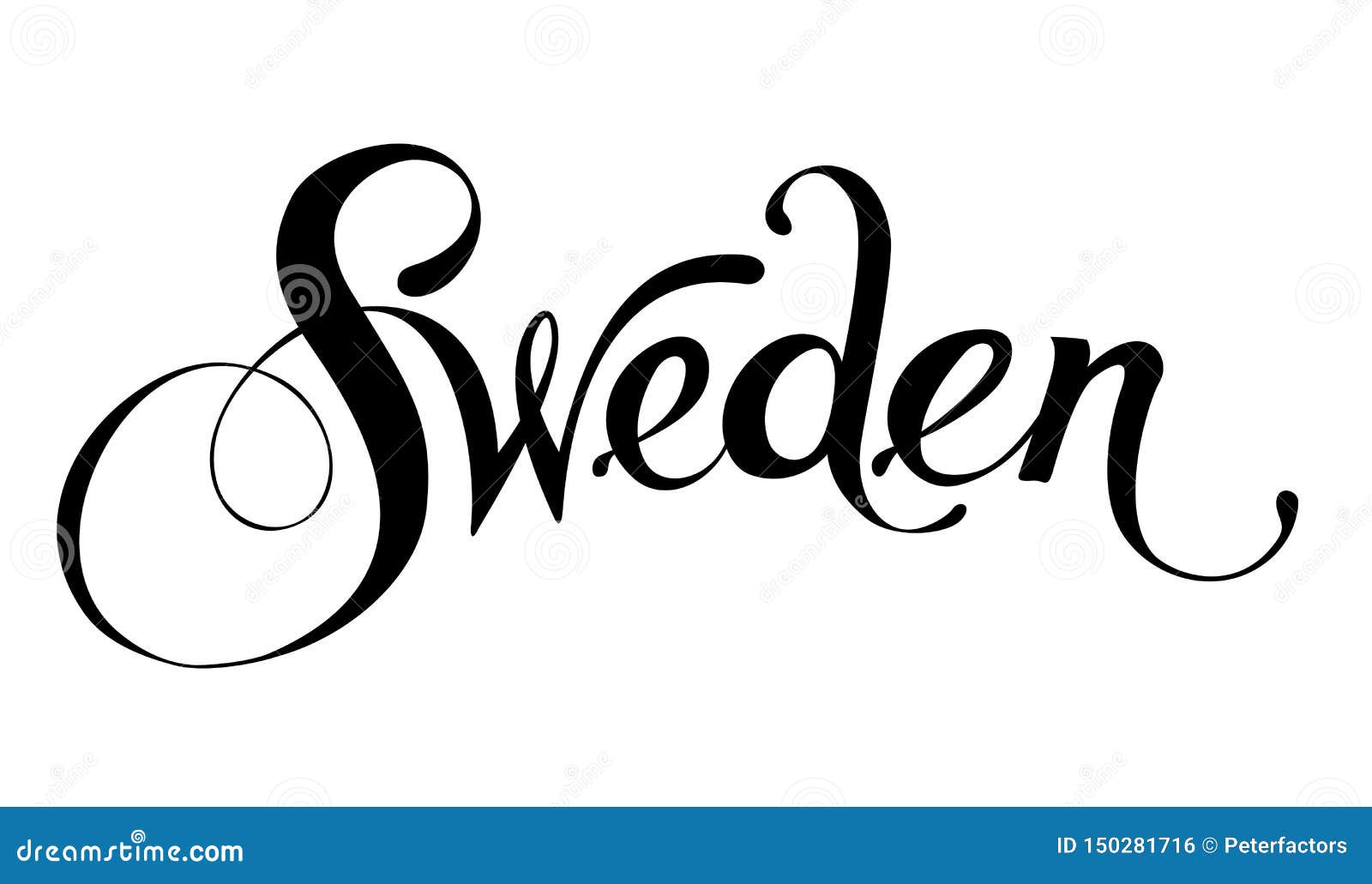`Sweden` calligraphy stock vector. Illustration of script - 150281716