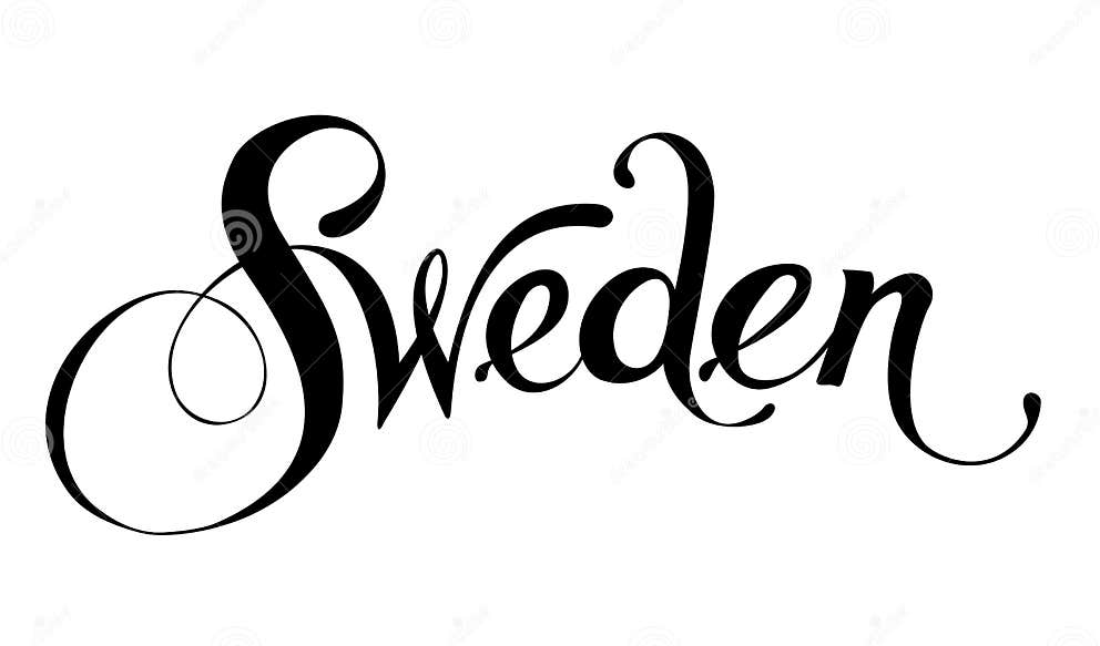 `Sweden` calligraphy stock vector. Illustration of script - 150281716