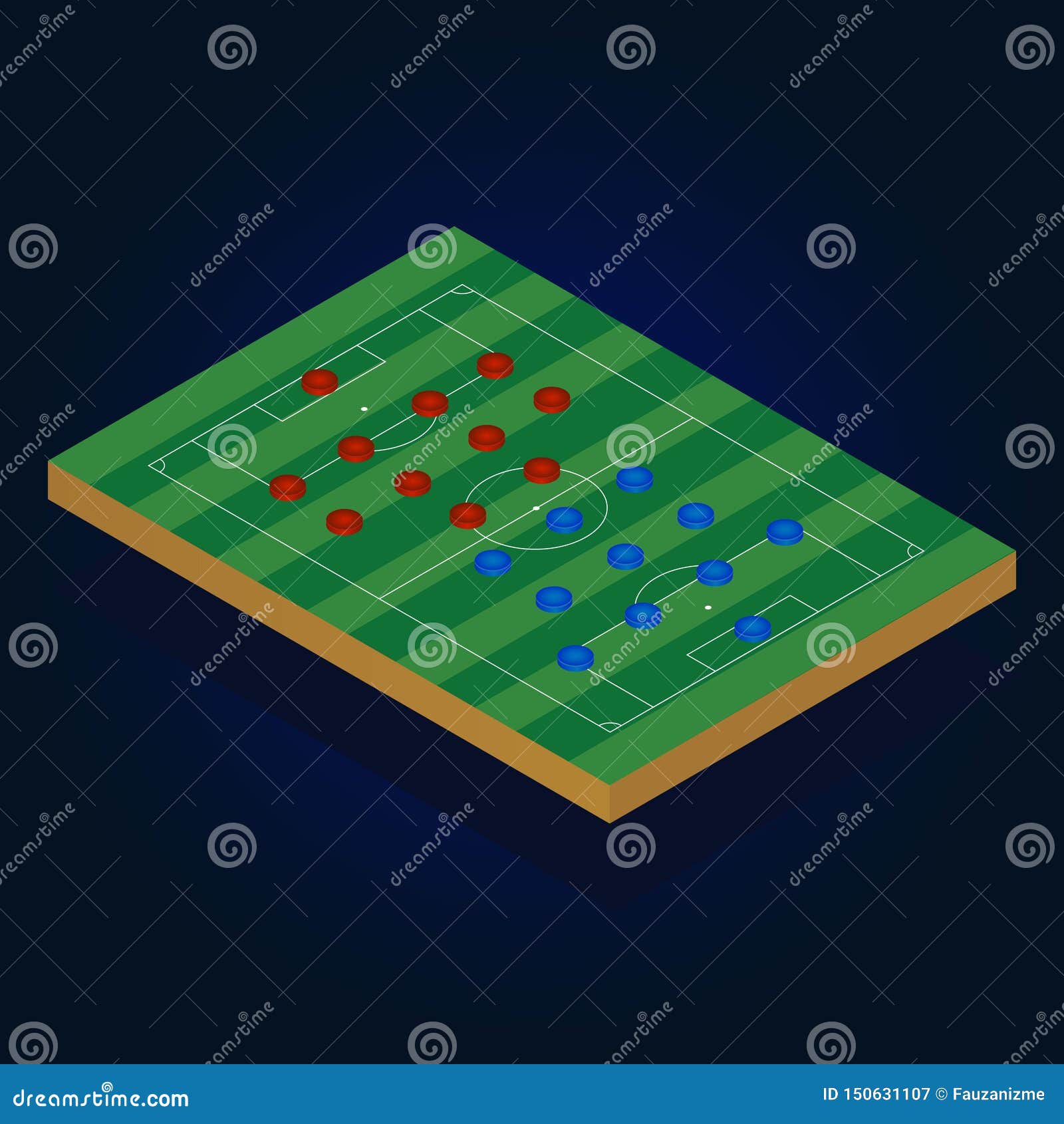 3D Isometric Football Field Flat Design Stock Vector - Illustration of ...