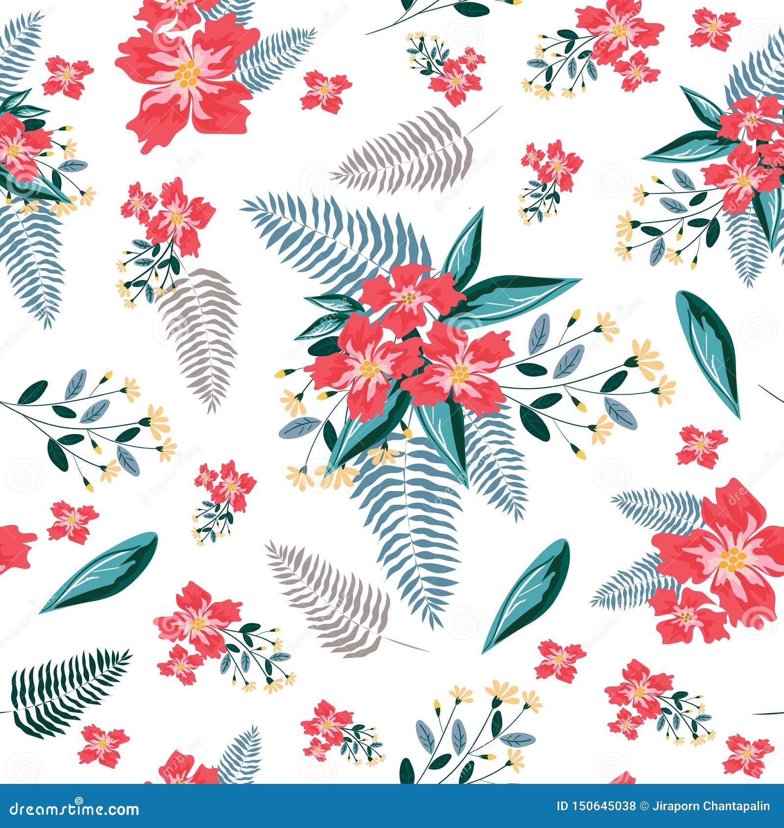 Red Flower Seamless Pattern Background Stock Vector - Illustration of ...