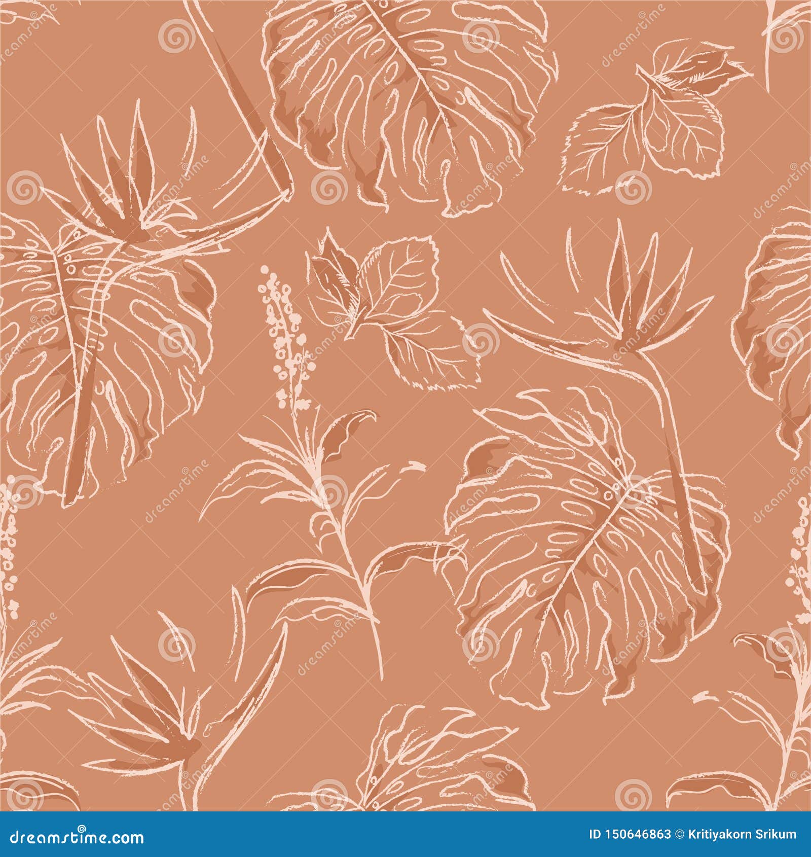 Basic RGBMinimal Seamless Pattern Monotone on Blue Modern Exotic Forest ...