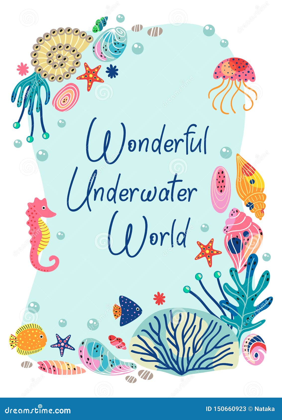 Frame with Beautiful Underwater Sea Life Stock Vector - Illustration of ...