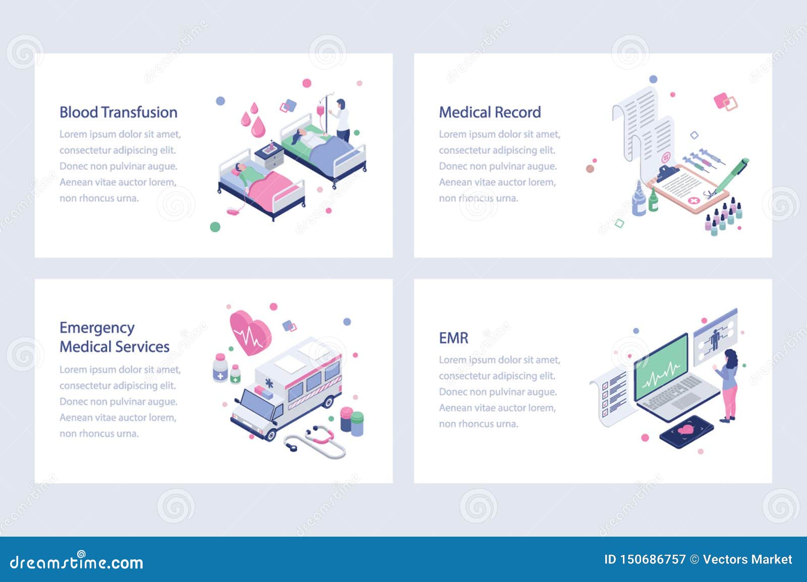 Set of Healthcare Isometric Vectors Stock Vector - Illustration of ...