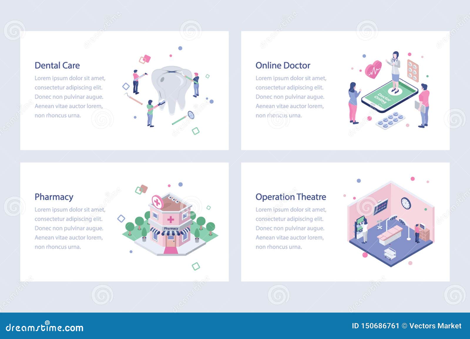 Medical and Healthcare Isometric Vectors Stock Vector - Illustration of ...