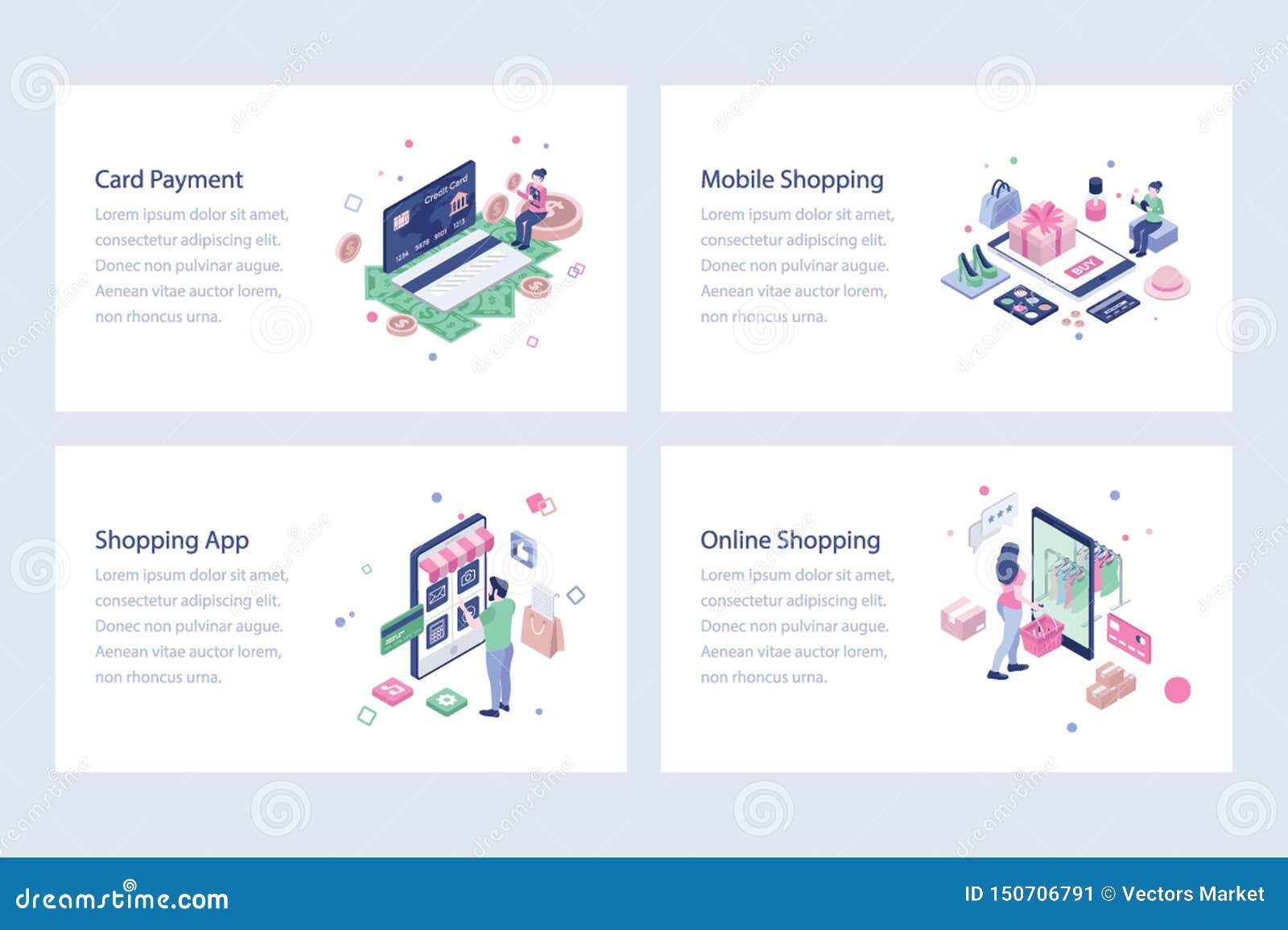 Shopping Isometric Illustration Vectors Stock Vector - Illustration of ...