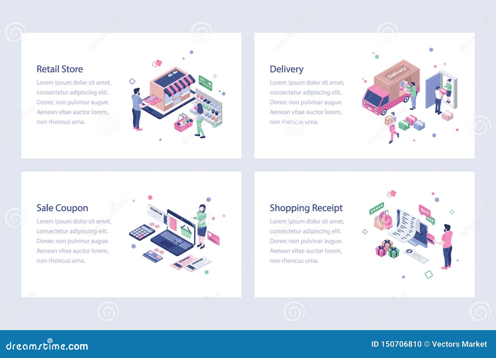 Shopping Isometric Vectors stock vector. Illustration of receipt ...