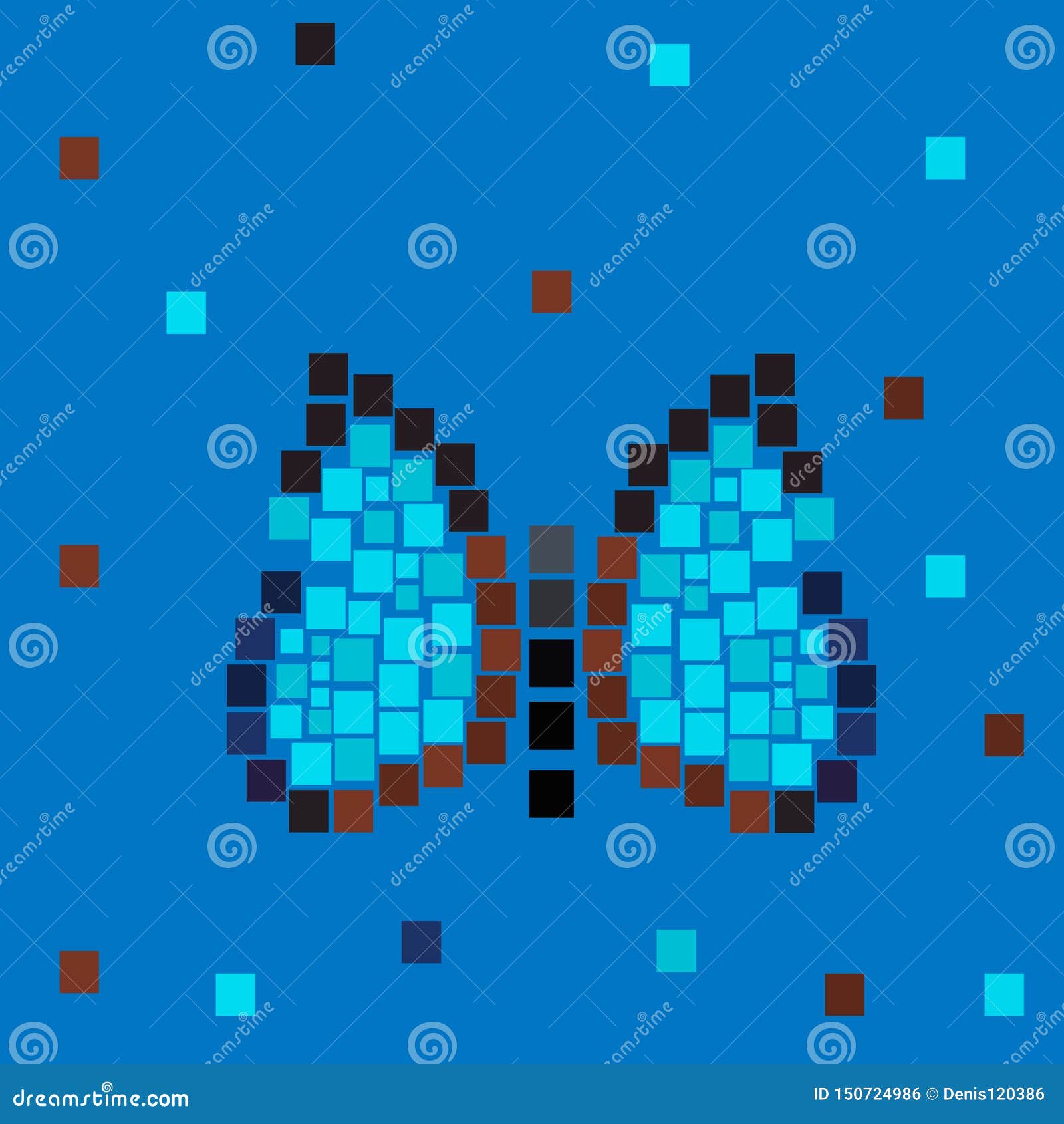 A Butterfly Made Up of Mosaic Squares Stock Vector - Illustration of ...