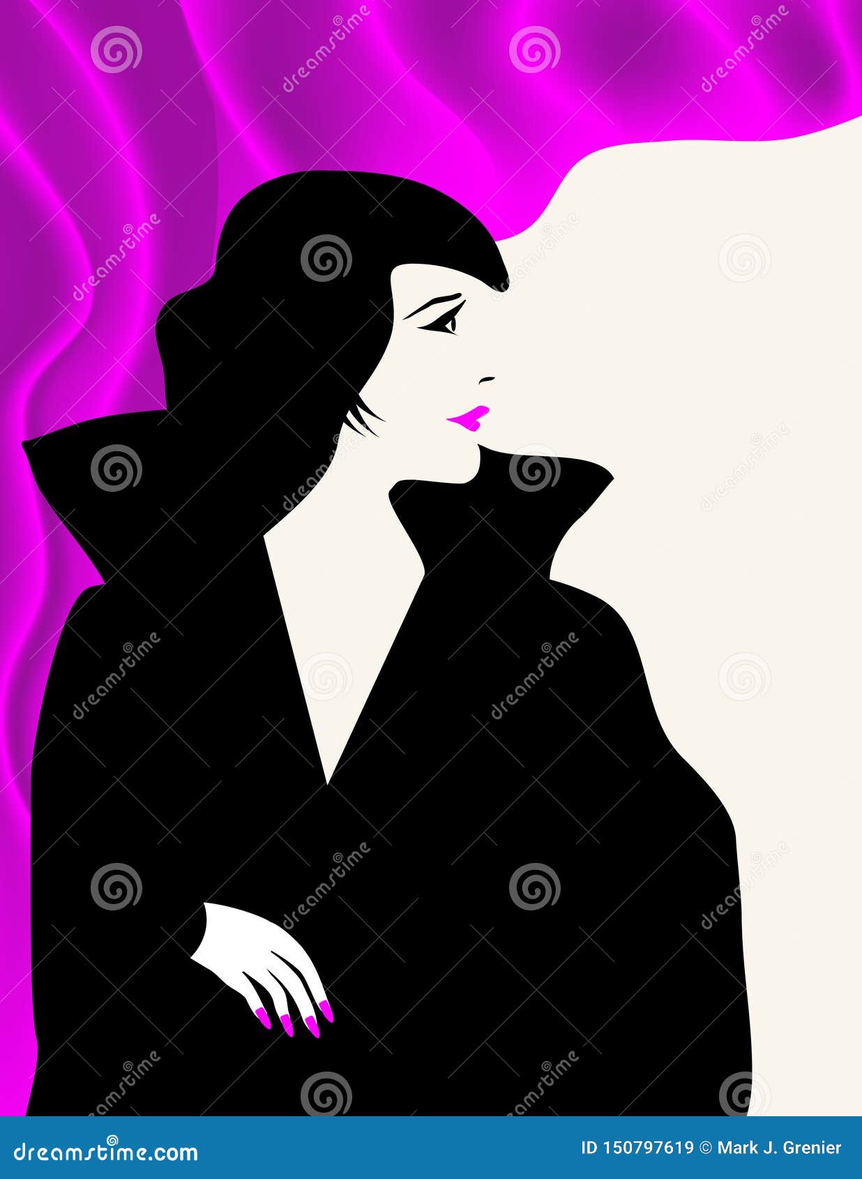 Lady with a Stylish Collar stock vector. Illustration of fashionable ...