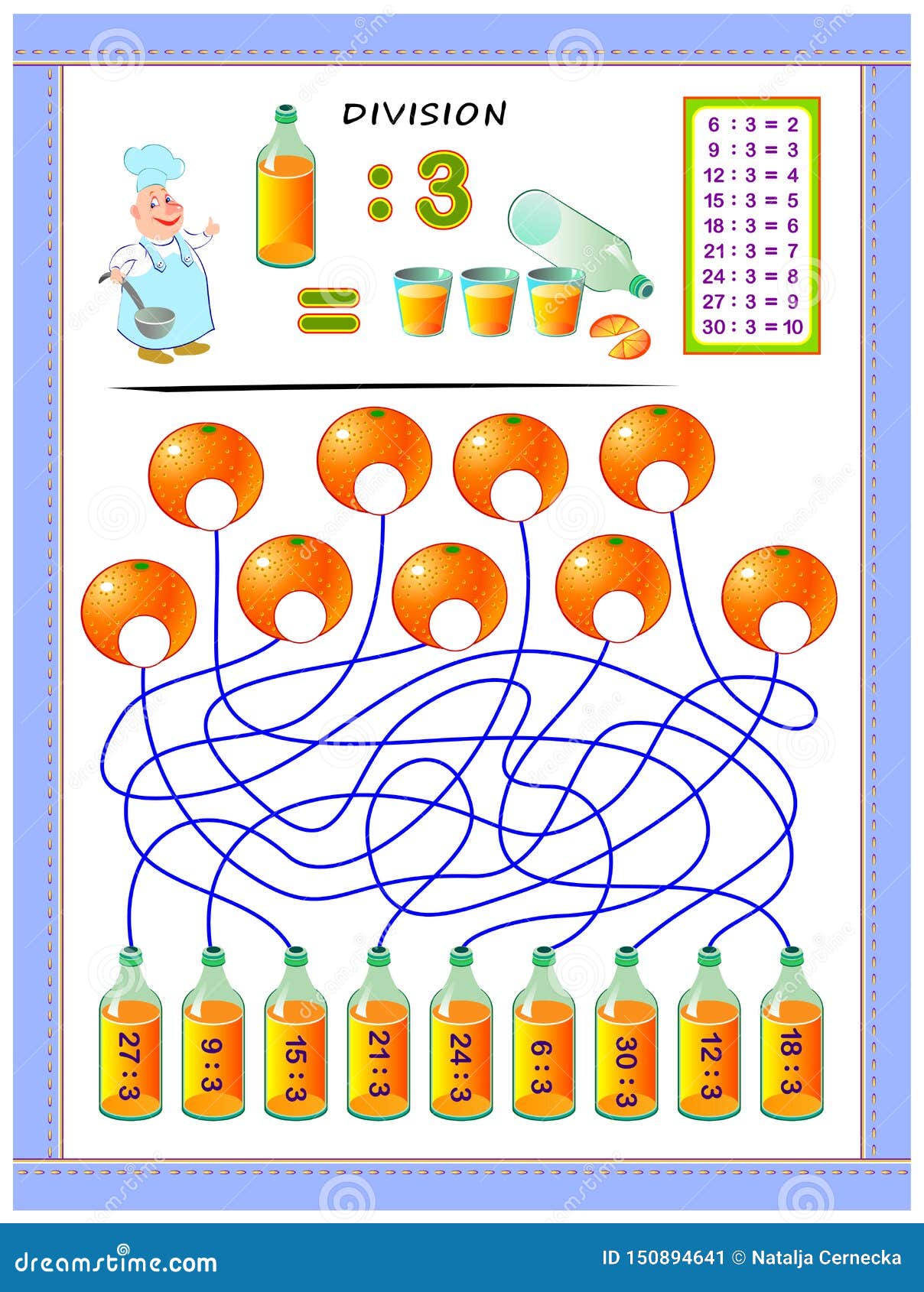 Exercises for Kids with Division Table by Number 3. Solve Examples and ...