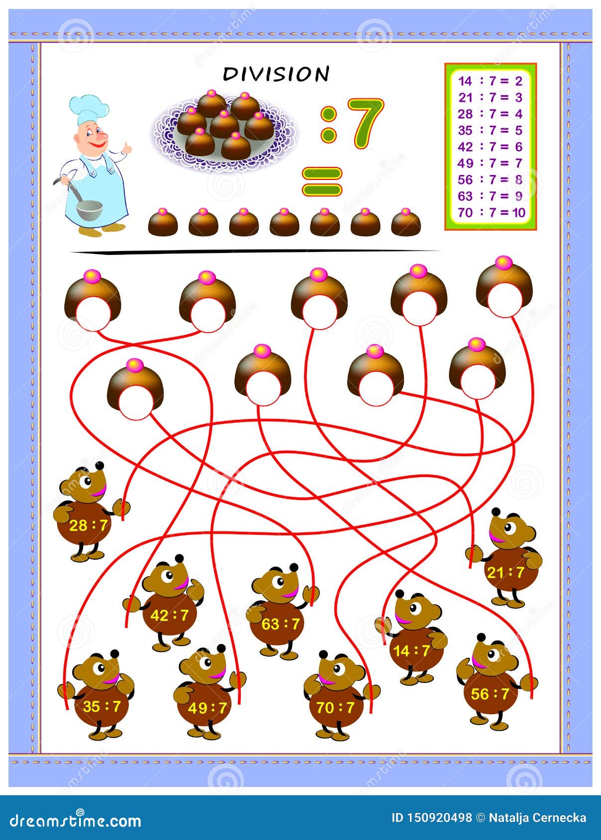 Exercises for Kids with Division Table by Number 7. Solve Examples and ...