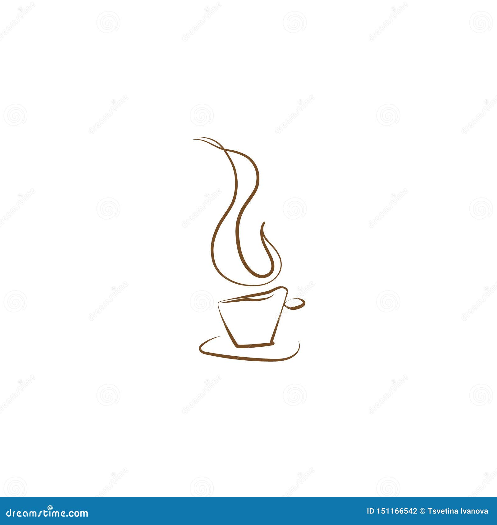 Hand Drawn Coffee Cup Vector with Vapor or Steam Smoke. Stock Vector ...