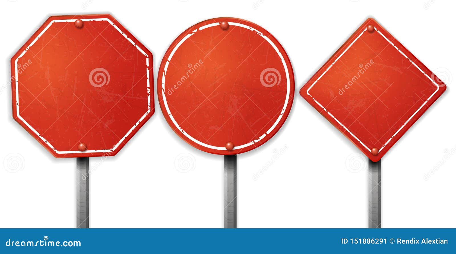 Vintage Rough Red Street Sign Sets Stock Vector - Illustration of road ...