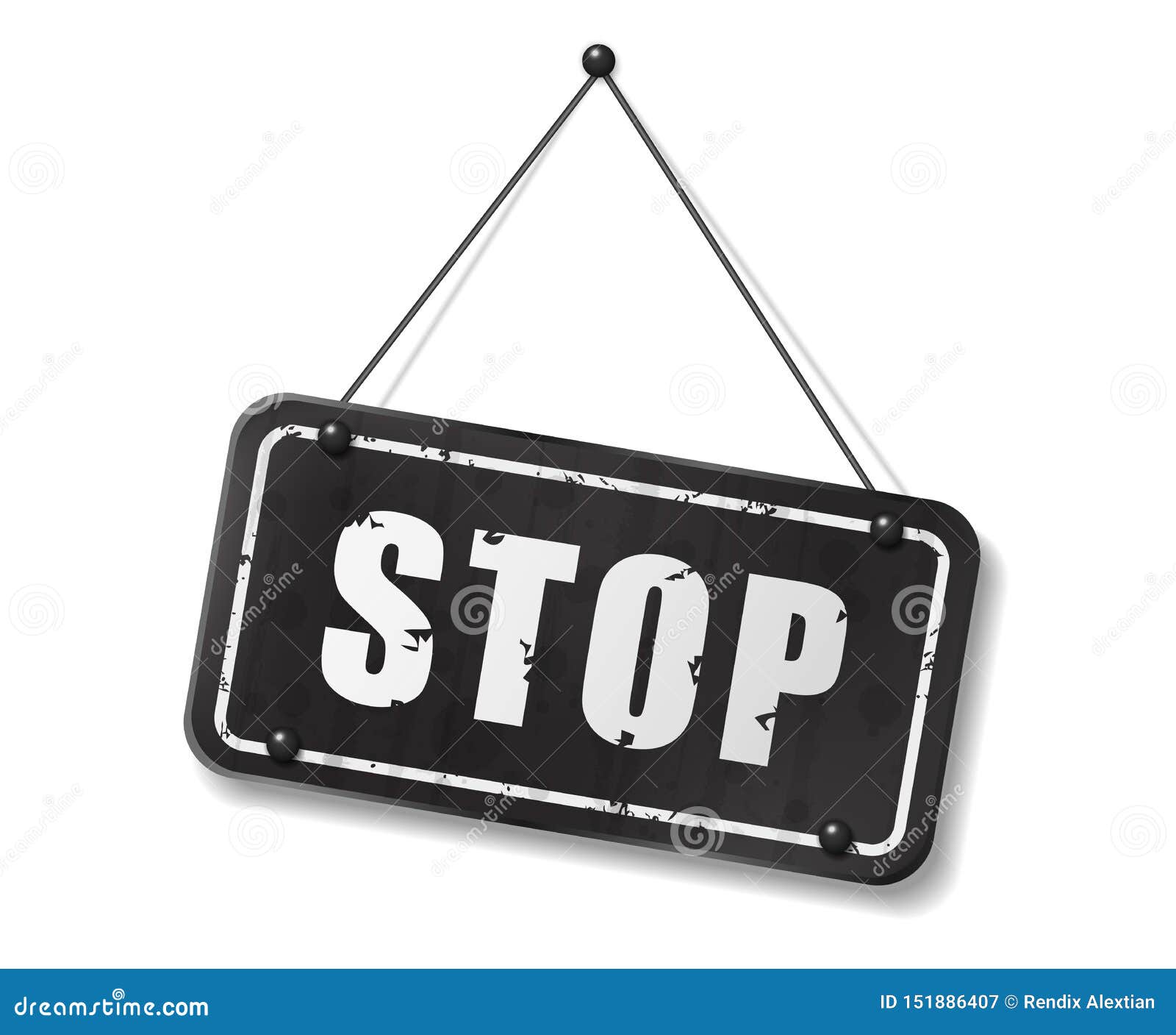 Vintage Old Black Sign with Stop Text Stock Vector - Illustration of ...