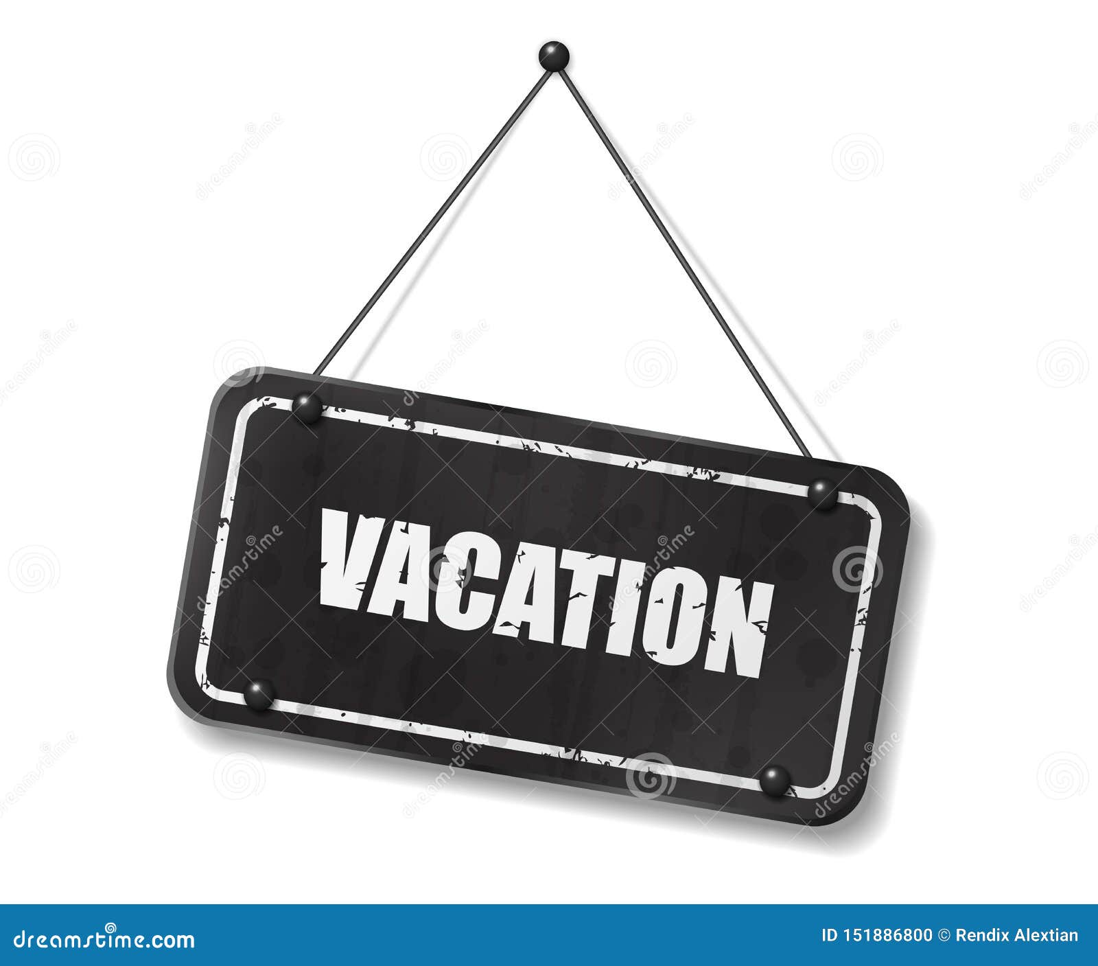 Vintage Old Black Sign with Vacation Text Stock Vector - Illustration ...