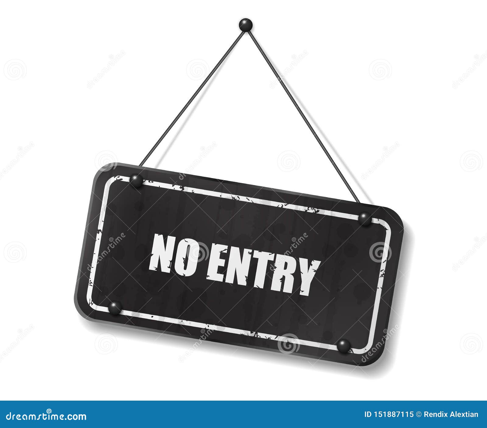 Vintage Old Black Sign with No Entry Text Stock Vector - Illustration ...
