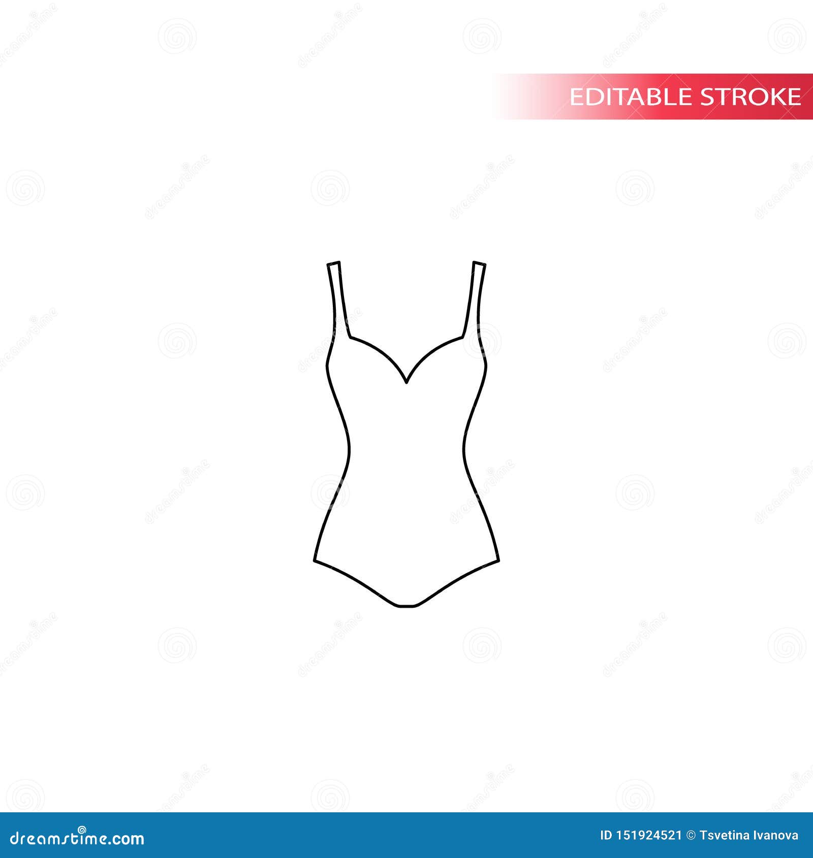 Swimsuit for Women Thin Line Vector Drawing. Stock Vector ...