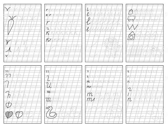 Set of Black and White Educational Pages on Oblique Line for Kids ...