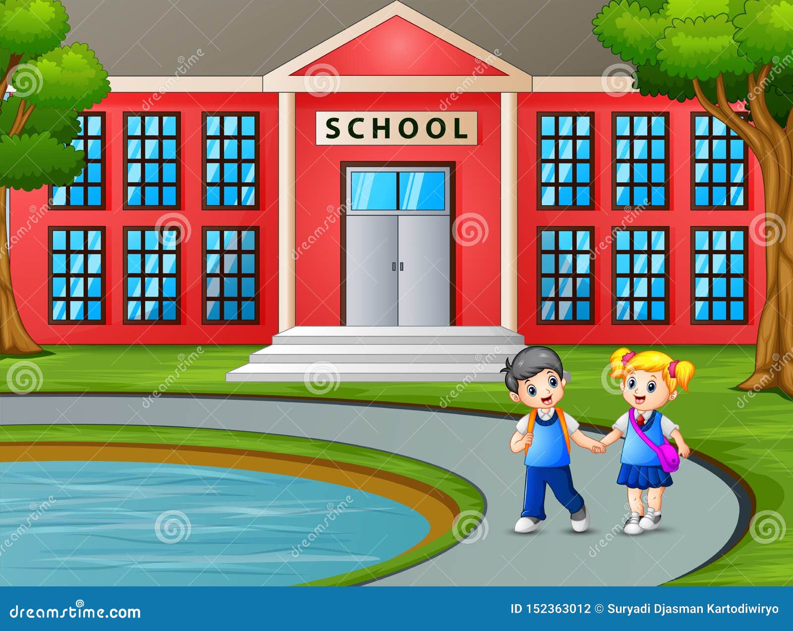 Children Walking and Leaving School after Classes Stock Vector ...