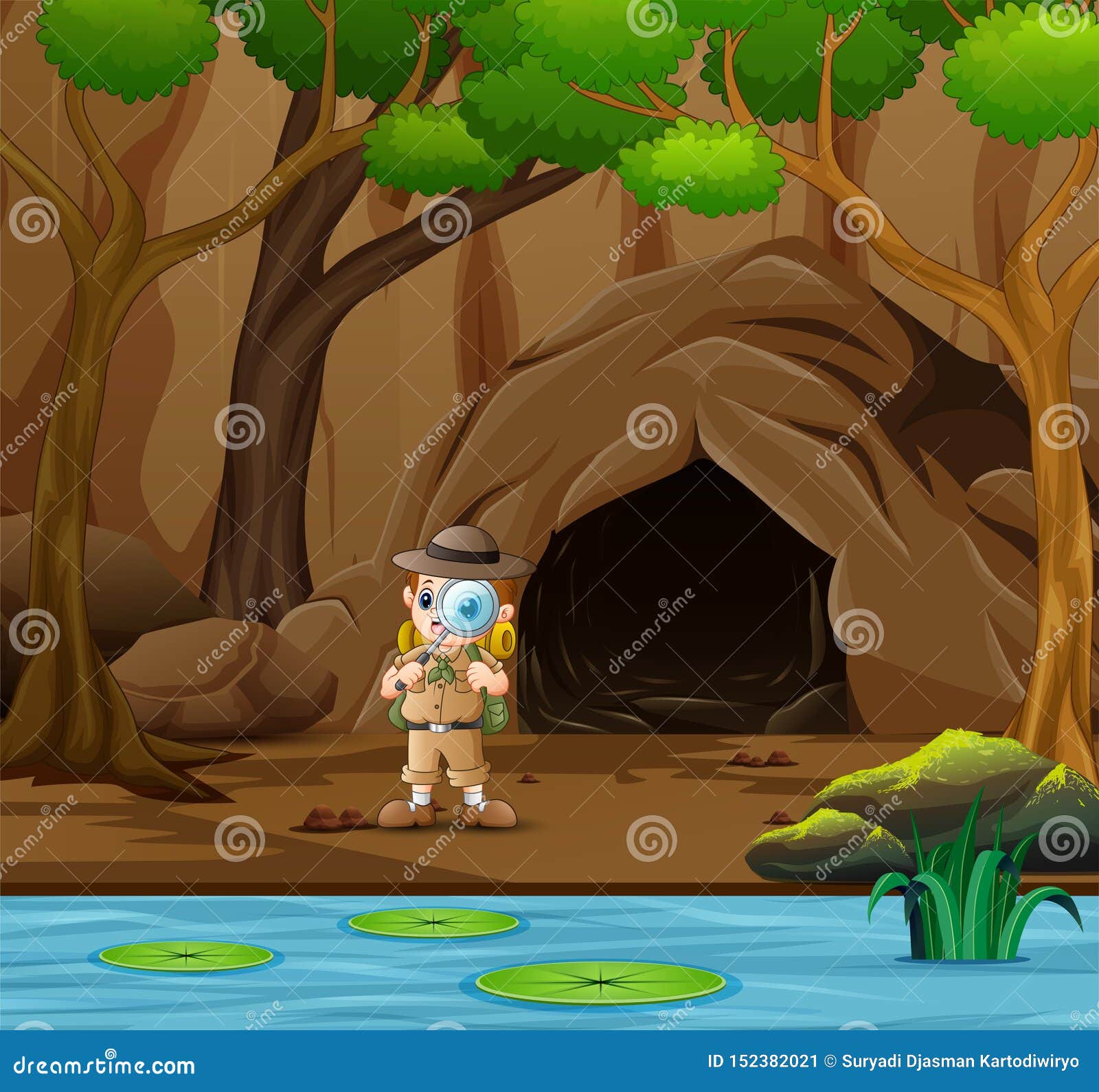 Explorer In A Cave Royalty-Free Cartoon | CartoonDealer.com #24298088