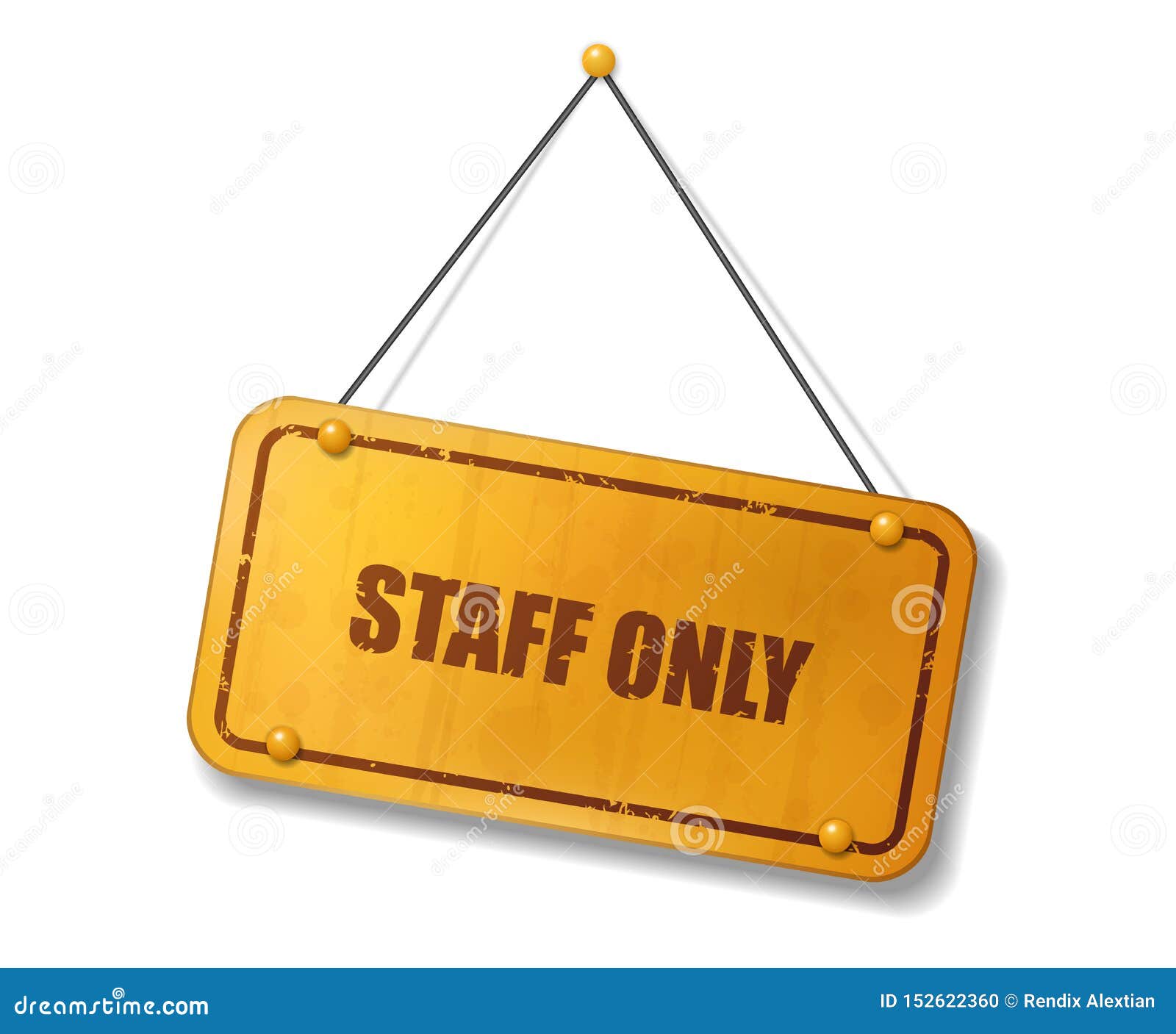 Vintage Old Gold Sign with Staff only Text Stock Vector - Illustration ...